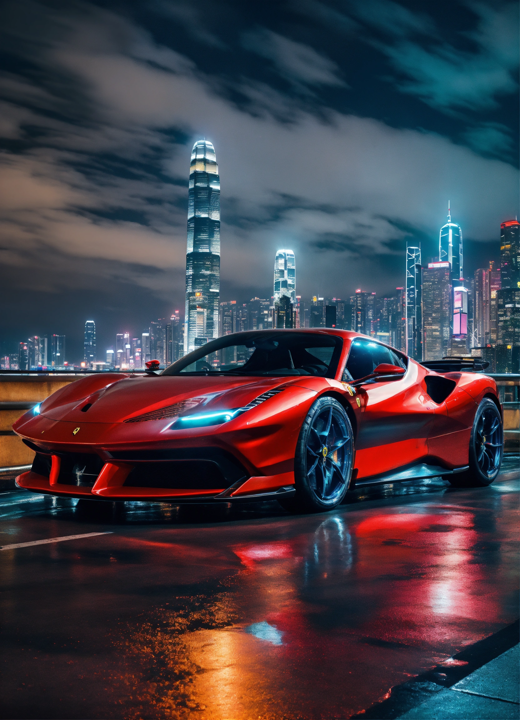 Lexica - 2023 Ferrari SF90 Stradale cyan, doors opened, metallic ...