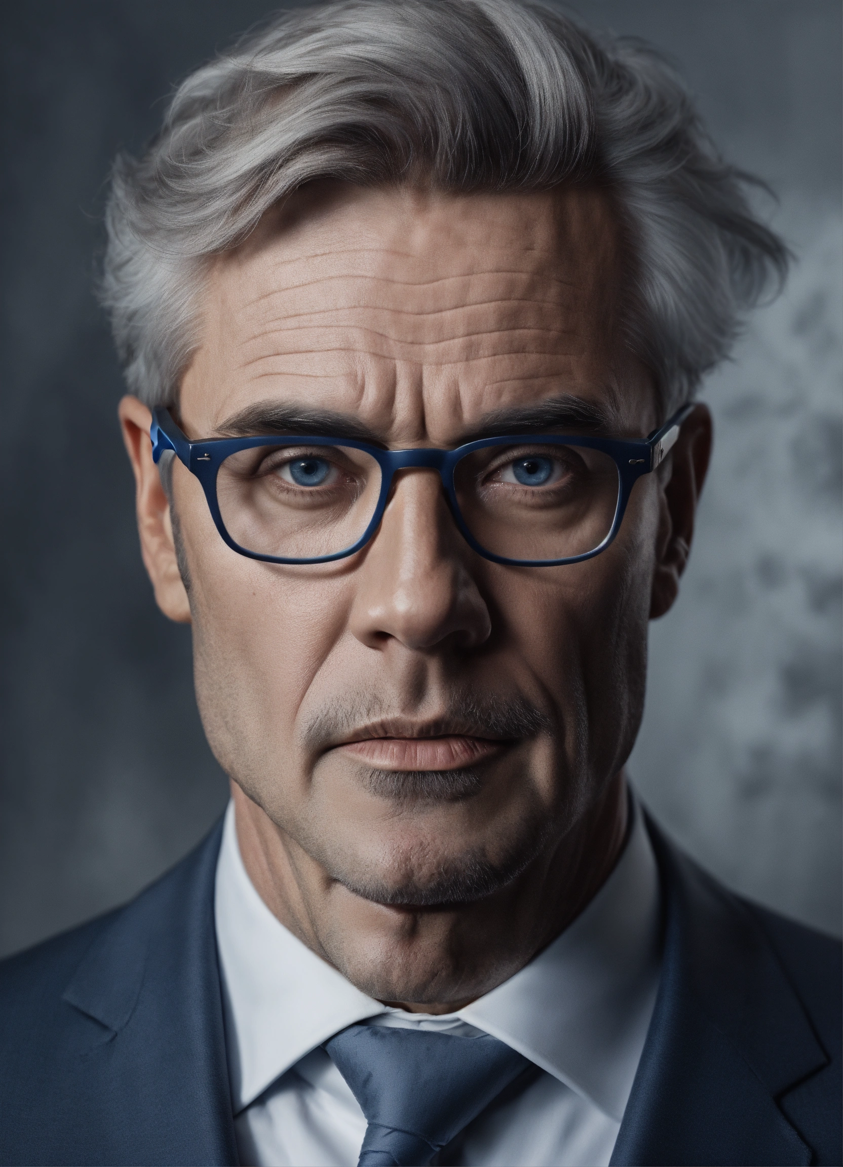 Lexica - A portrait of 50 years old man with dark blue eyes, with ...
