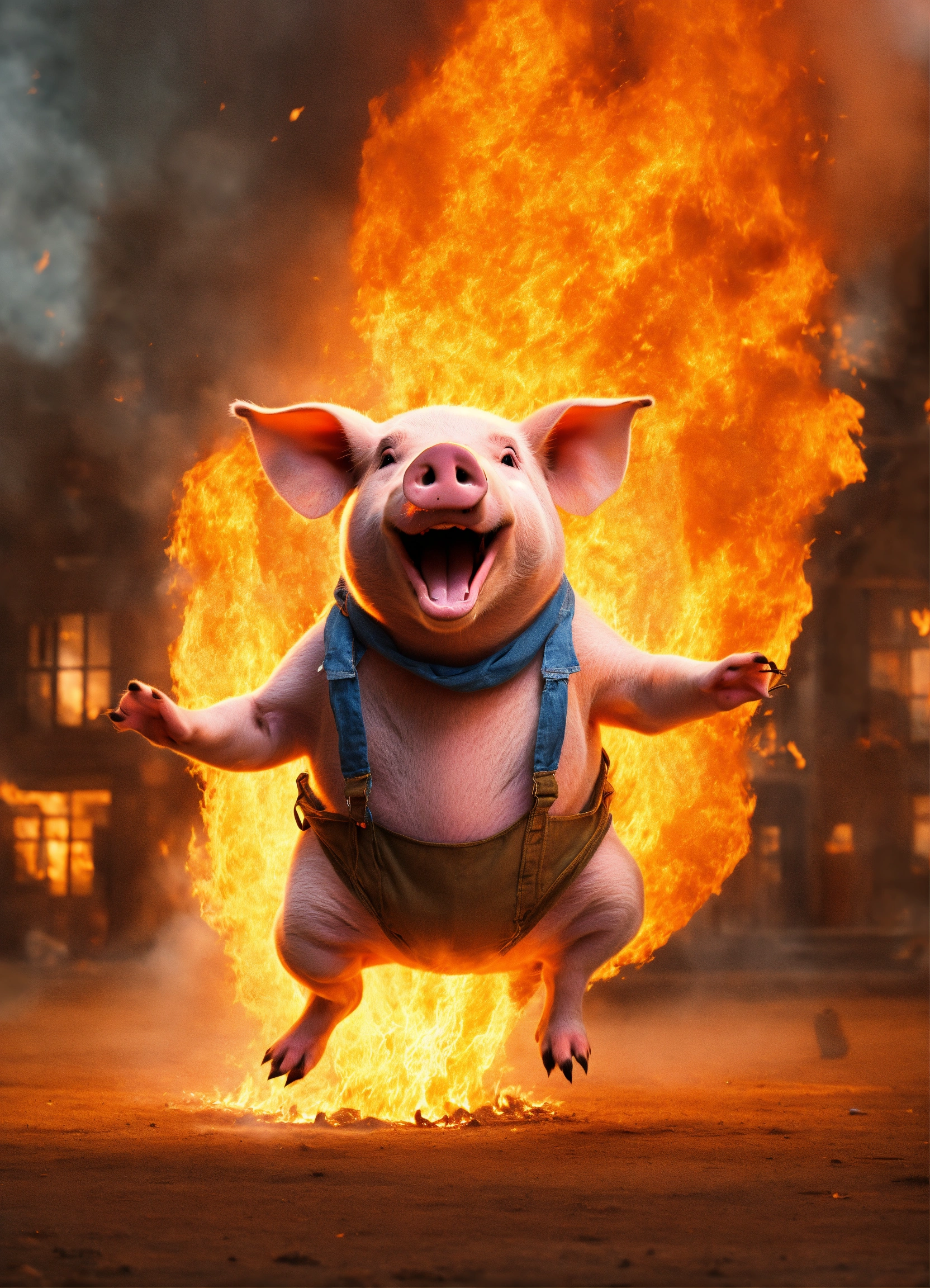 Lexica - A dancing pig who is on fire screaming
