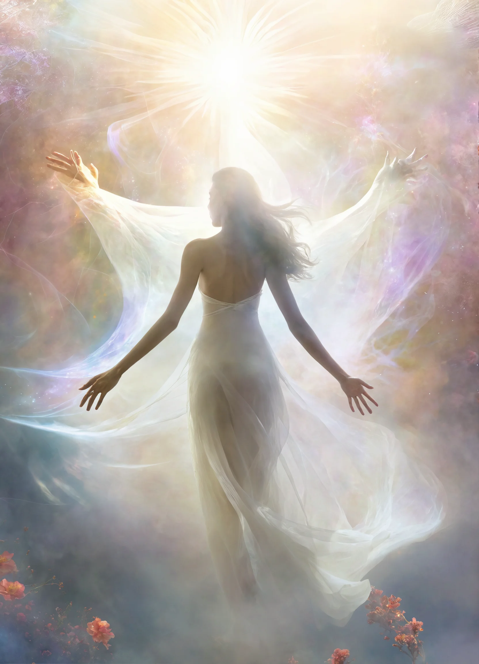 Lexica - Fantasy, mesmerizing design, ascending spirit woman, arms of ...