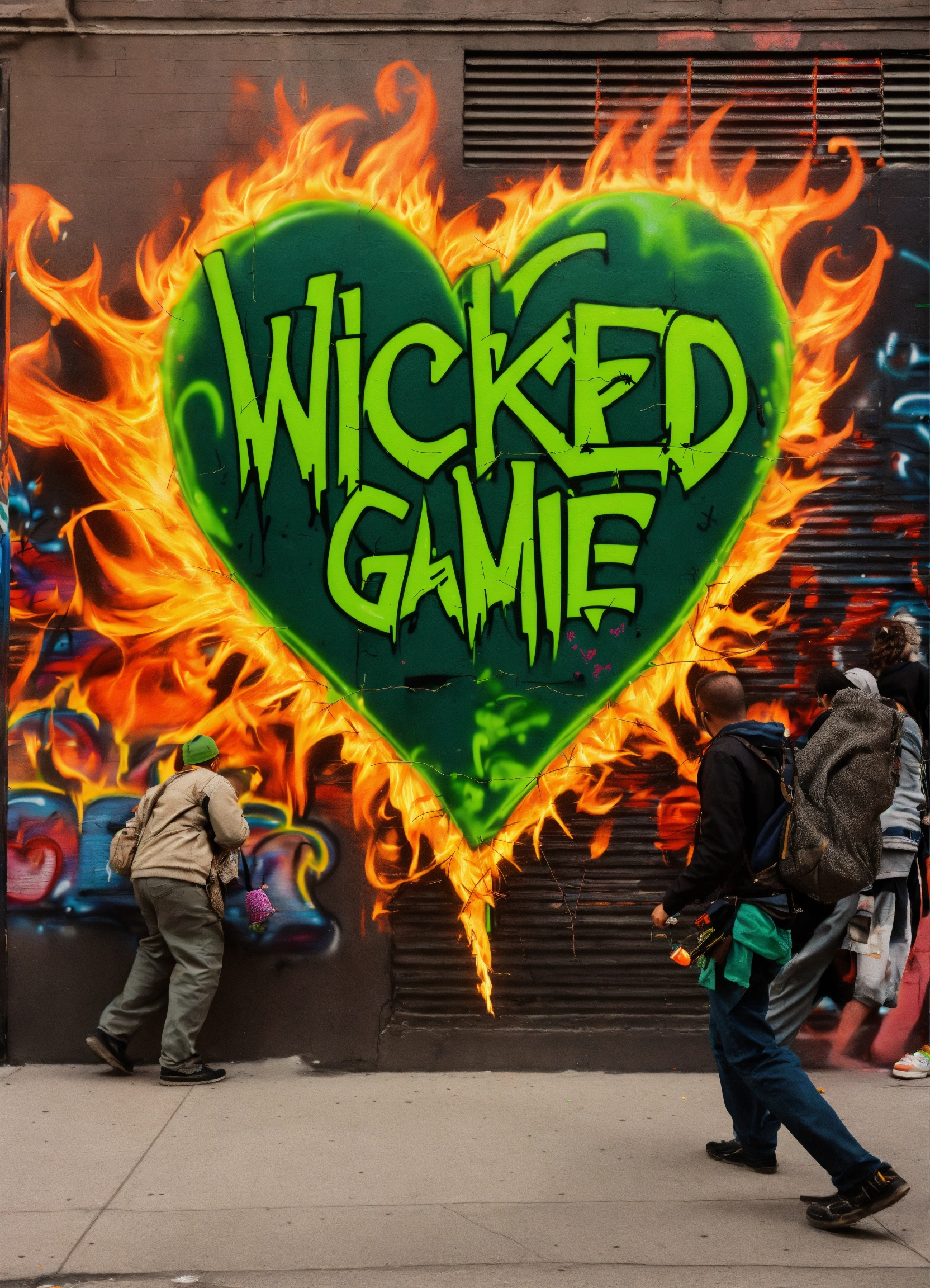Lexica - A graffiti of a heart on fire with thorns saying wicked game ...