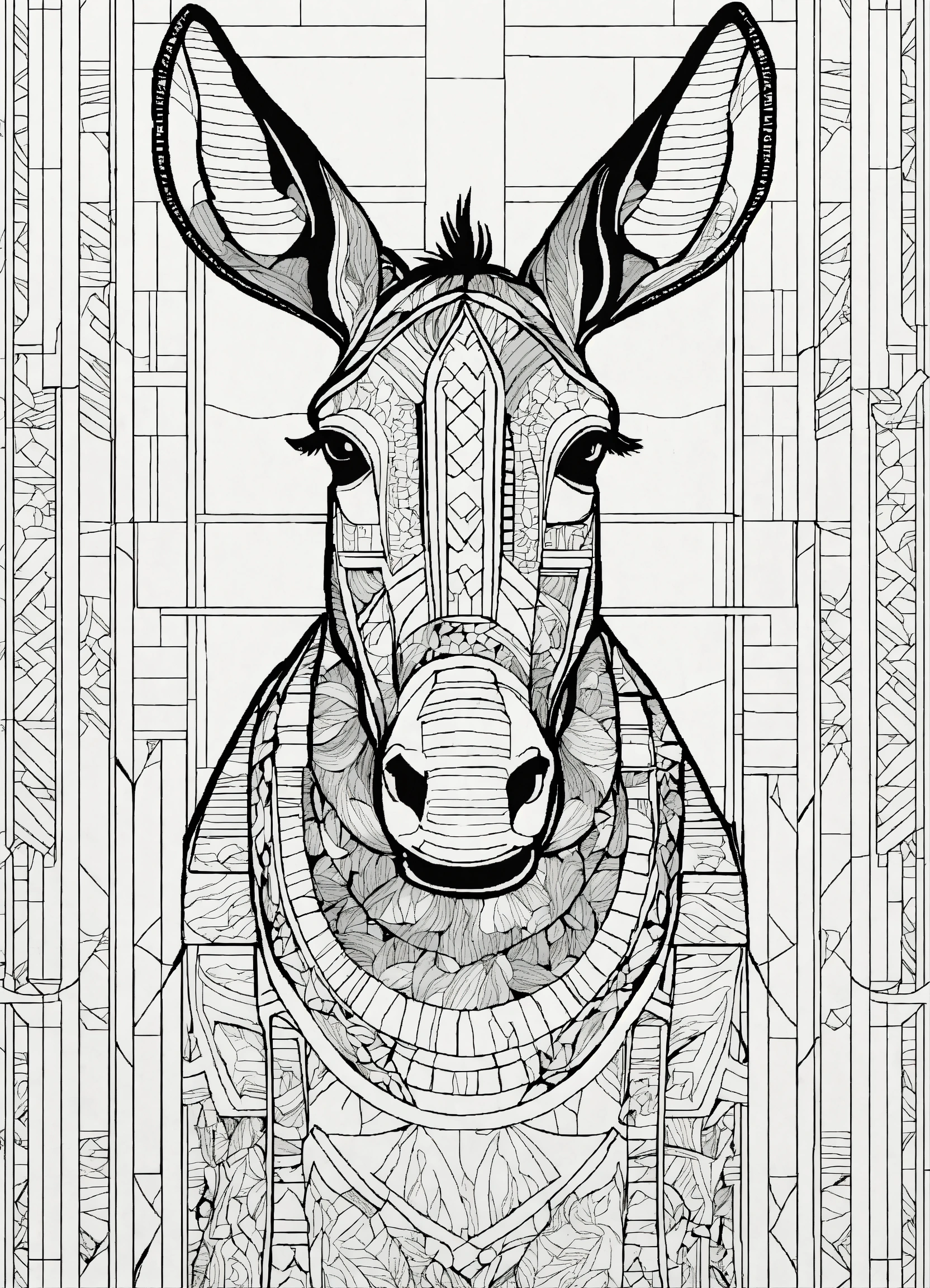 Lexica - Coloring page for adults, bold lines, dark lines, symmetrical ...