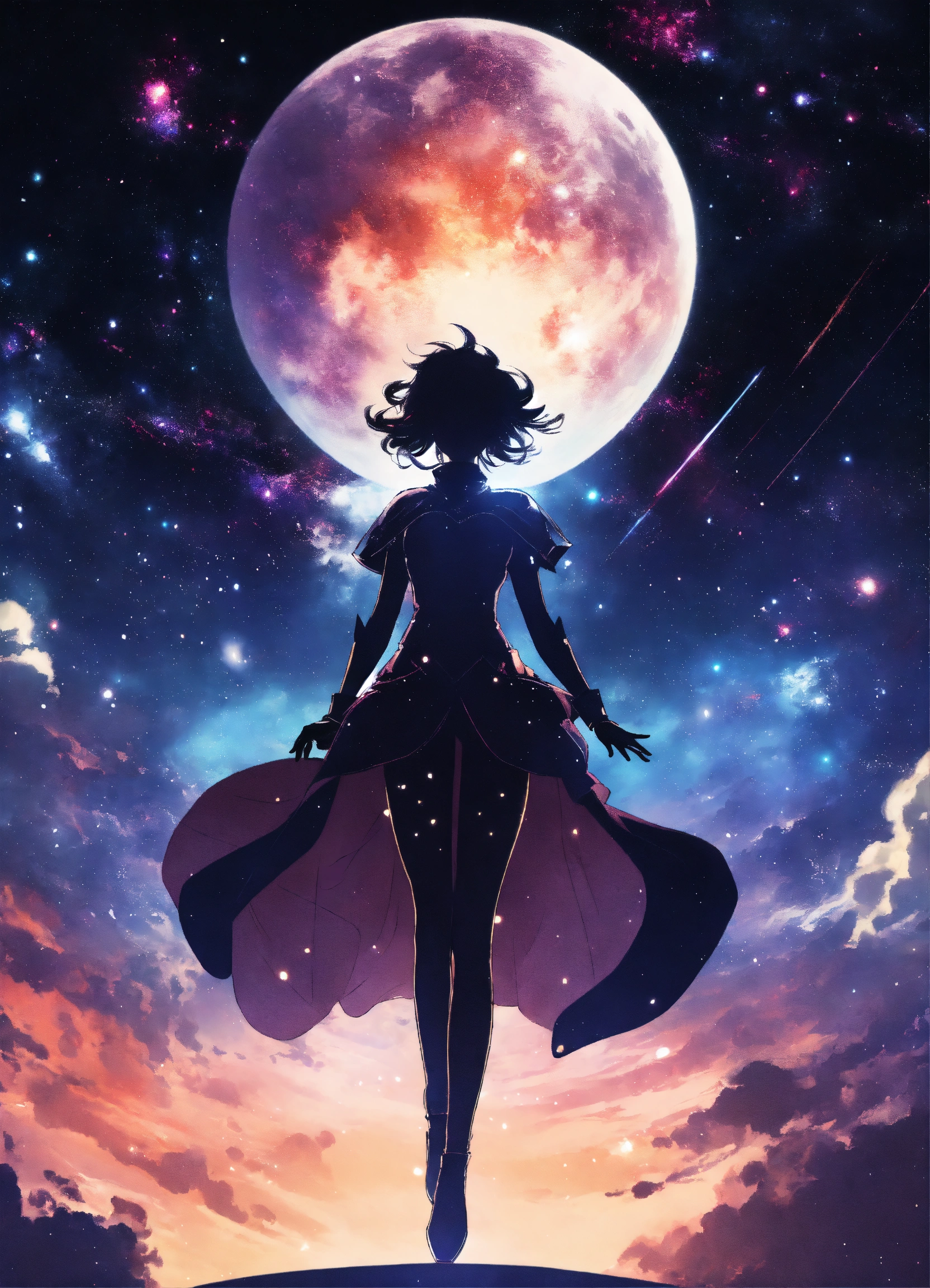 Lexica - Silhouette of astral diva, with a dark and light costume ...