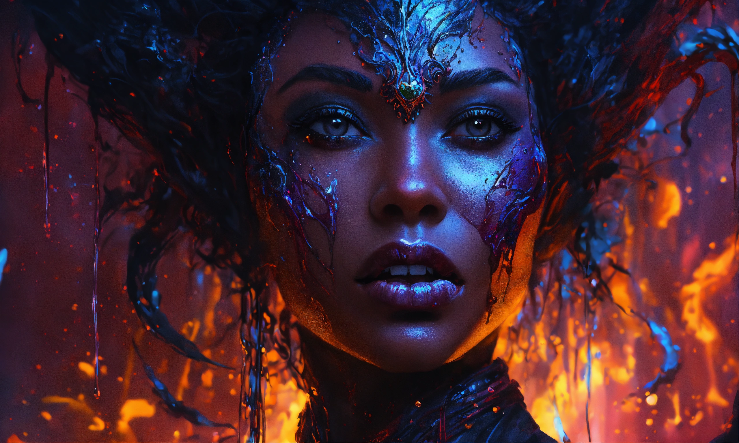 Lexica - Splash art, a quirky liquid portrait of a hauntingly beautiful ...