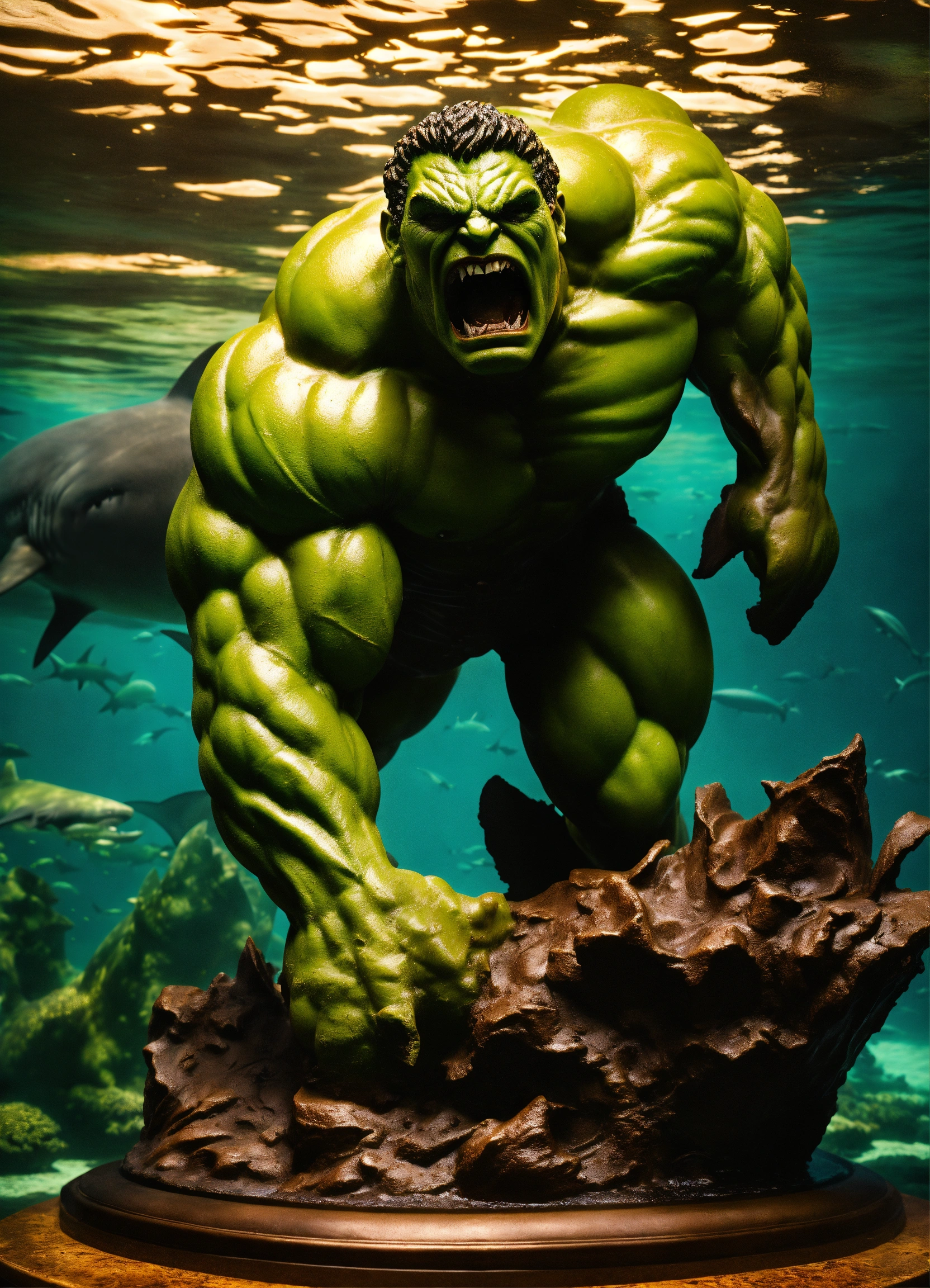 Lexica - A sculpture of aged bronze resin depicting the enraged ...