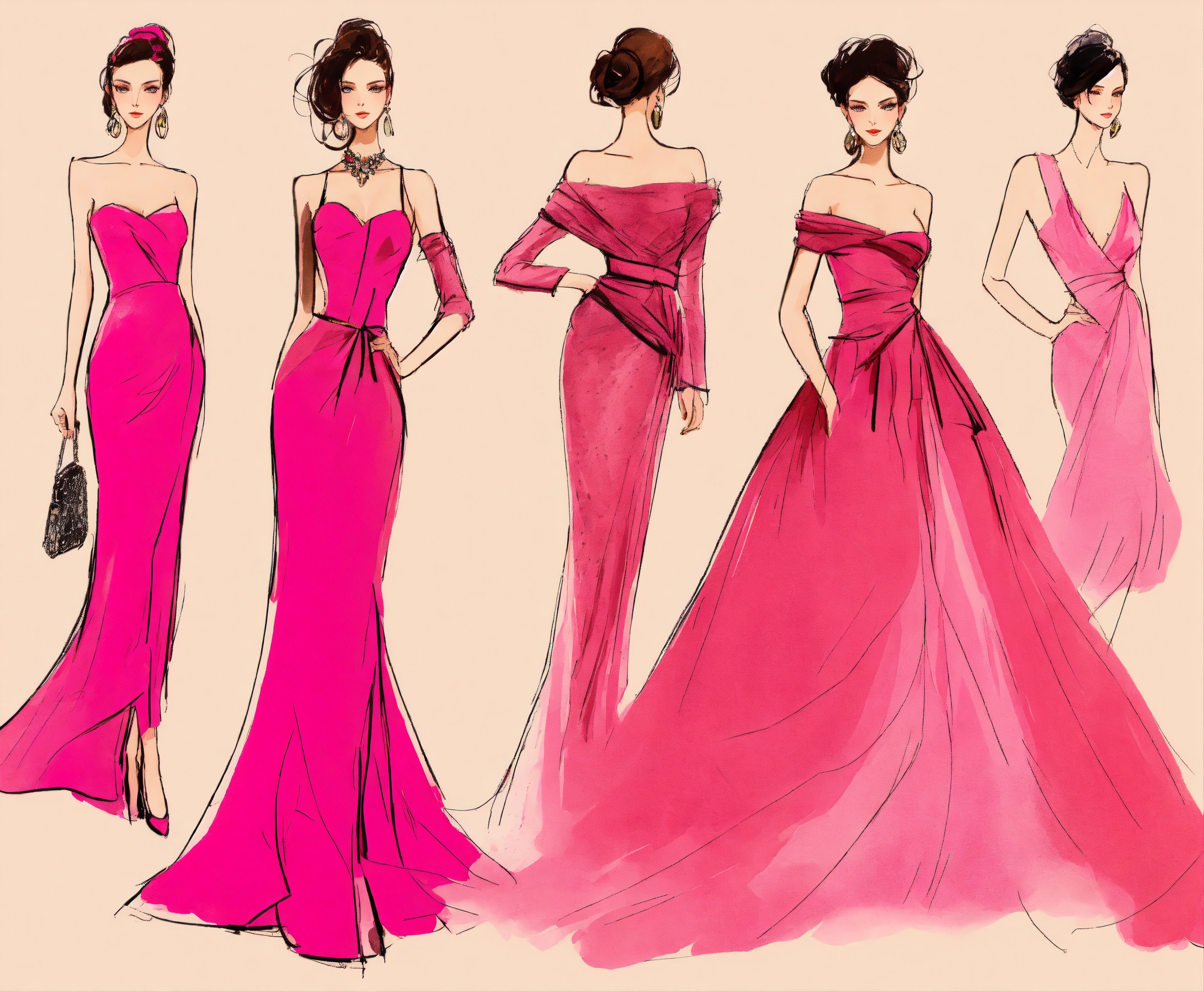 Lexica - Fashion illustrations, 12 different designs, rough sketches ...