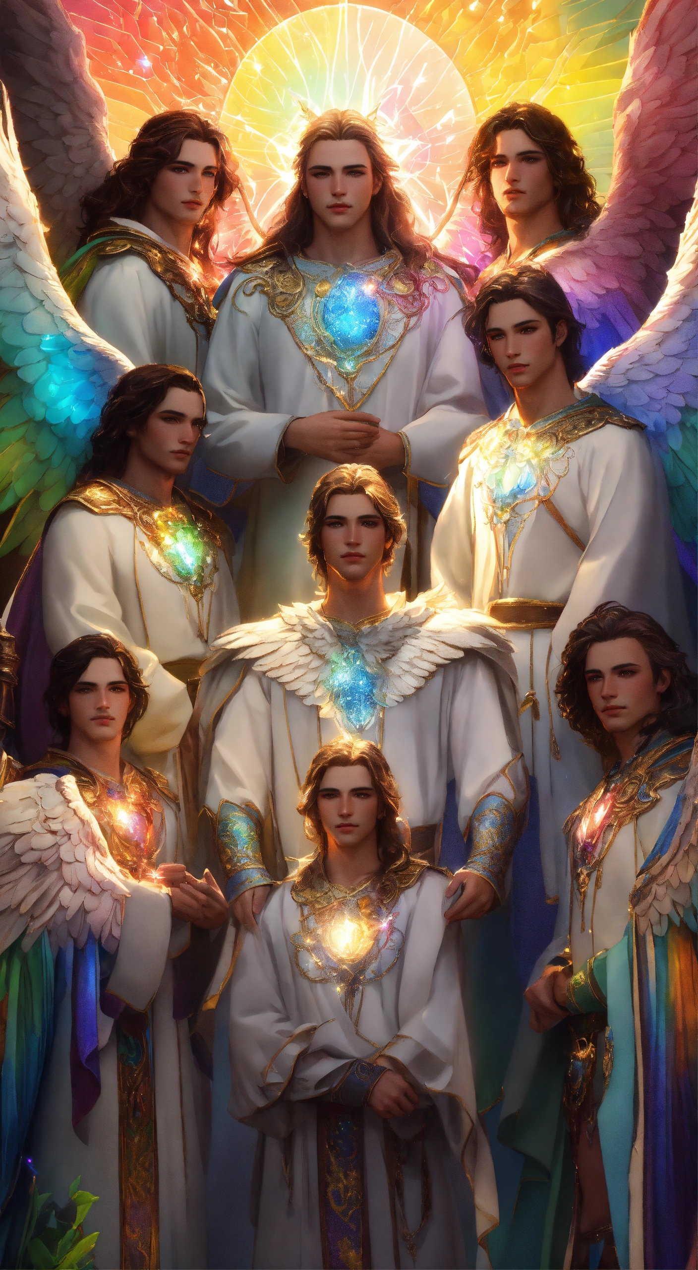 Lexica - Group of 7 beautiful and perfect male Angels, detailed and ...