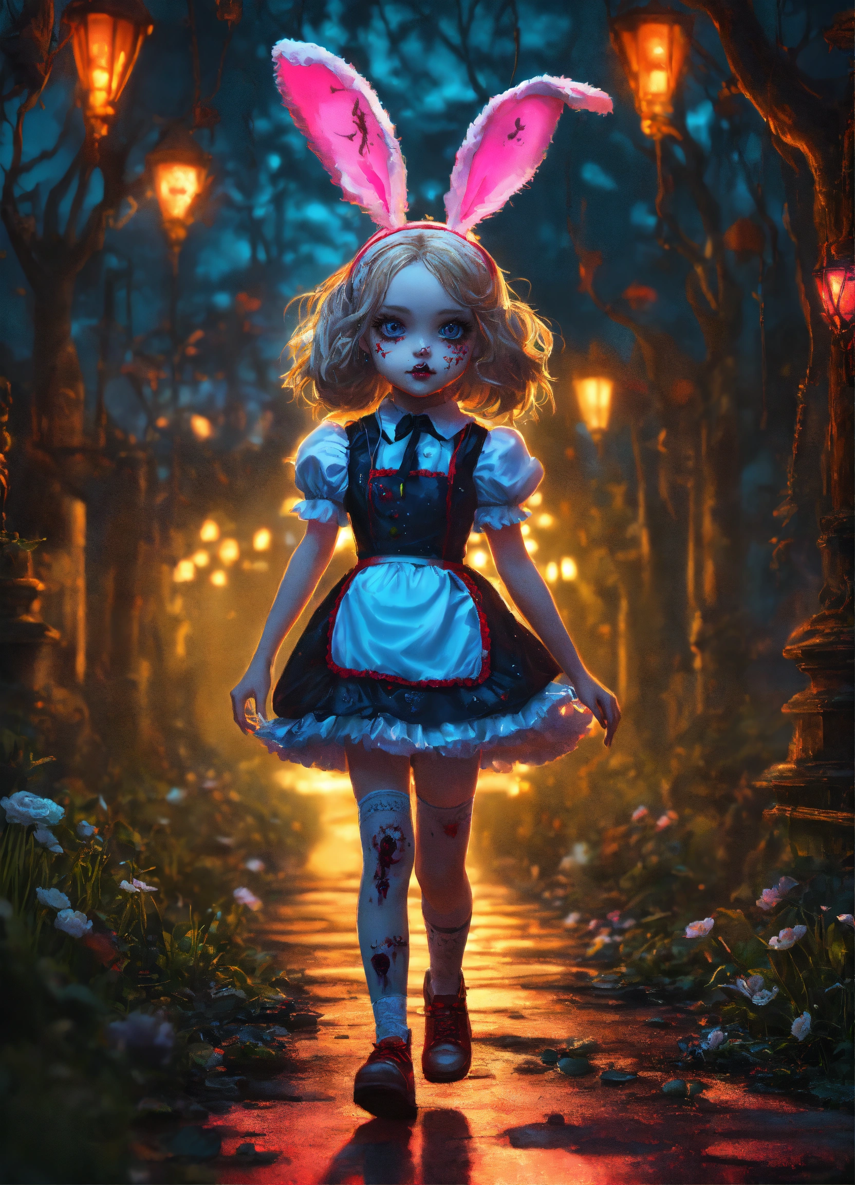 Lexica - Running creepy little zombie alice in wonderland whit bunny ...