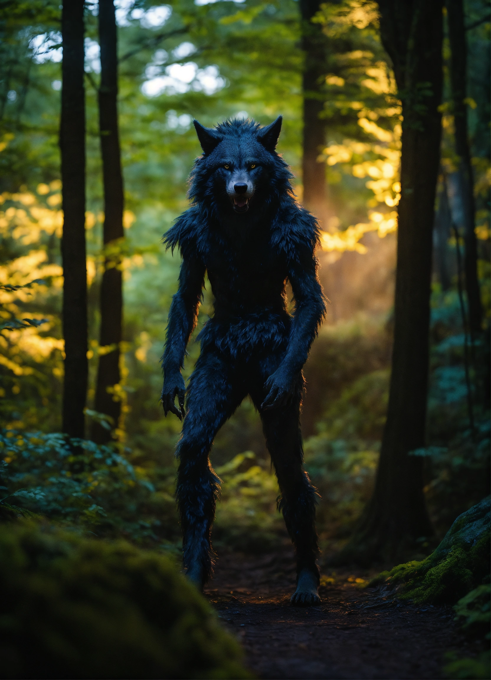 Lexica - Skinny, gaunt, werewolf, moody lighting, night, in a dark ...