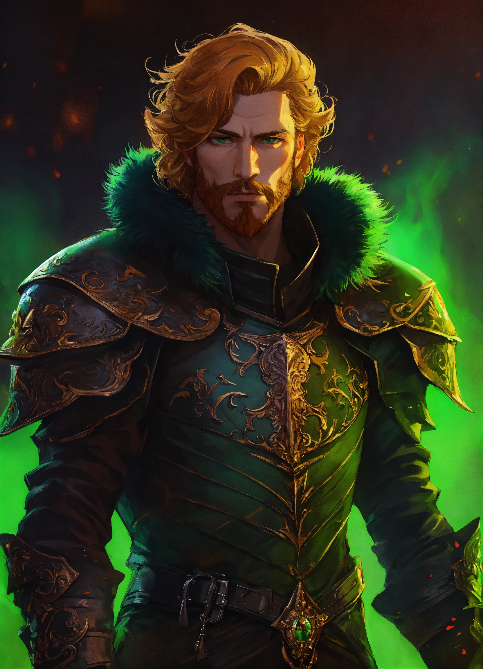 Lexica - The King of Hell. Male with a rounded jawline, bright green ...