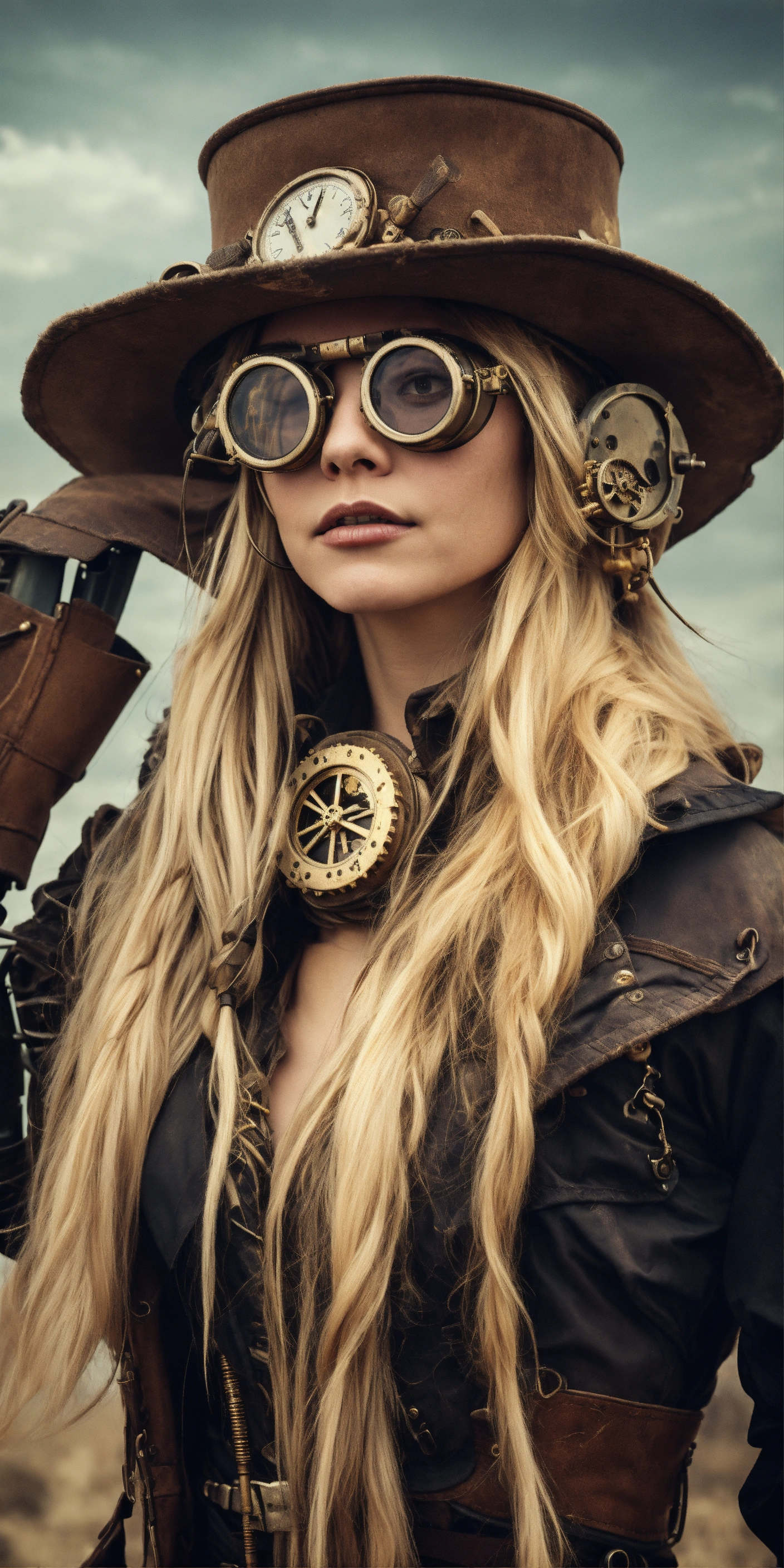 Lexica - A female sniper bandit with long blond hair with hat and ...