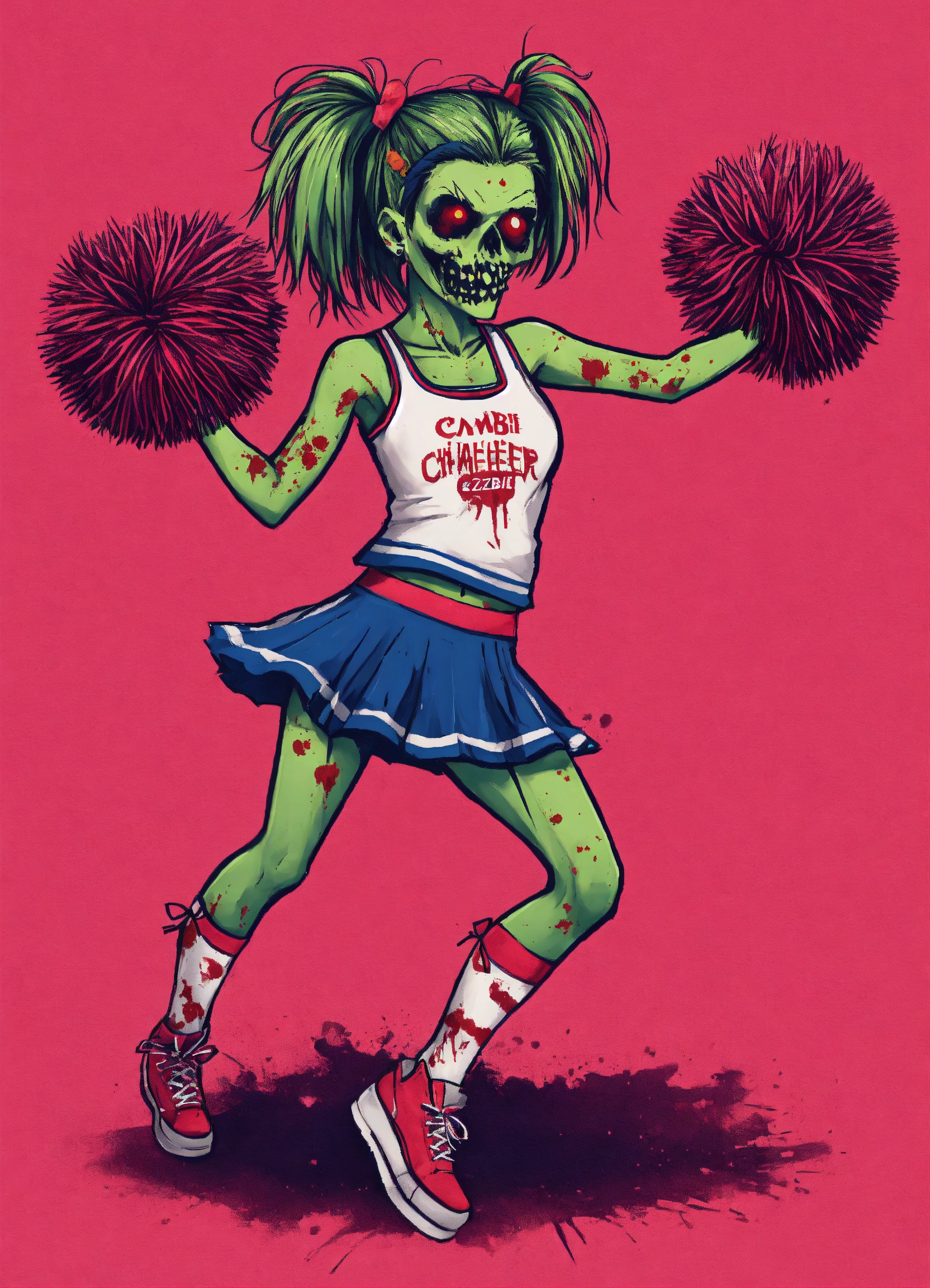 Lexica - T-shirt design, zombie cheerleader, no text