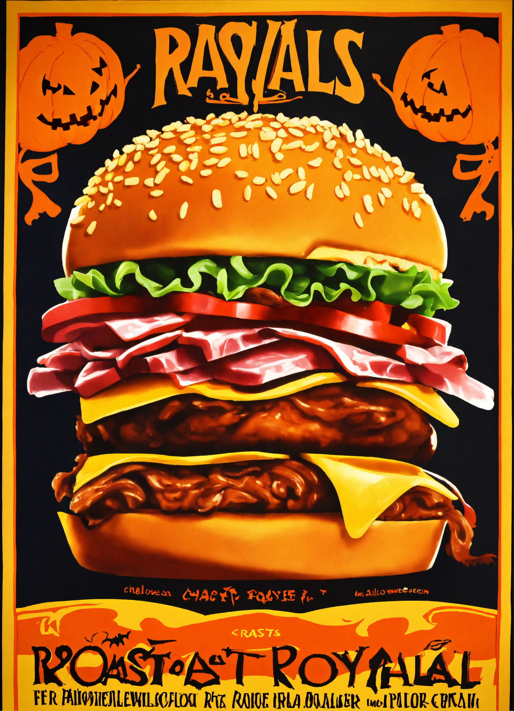 Lexica - A halloween poster and logo advertisement for a fast food ...