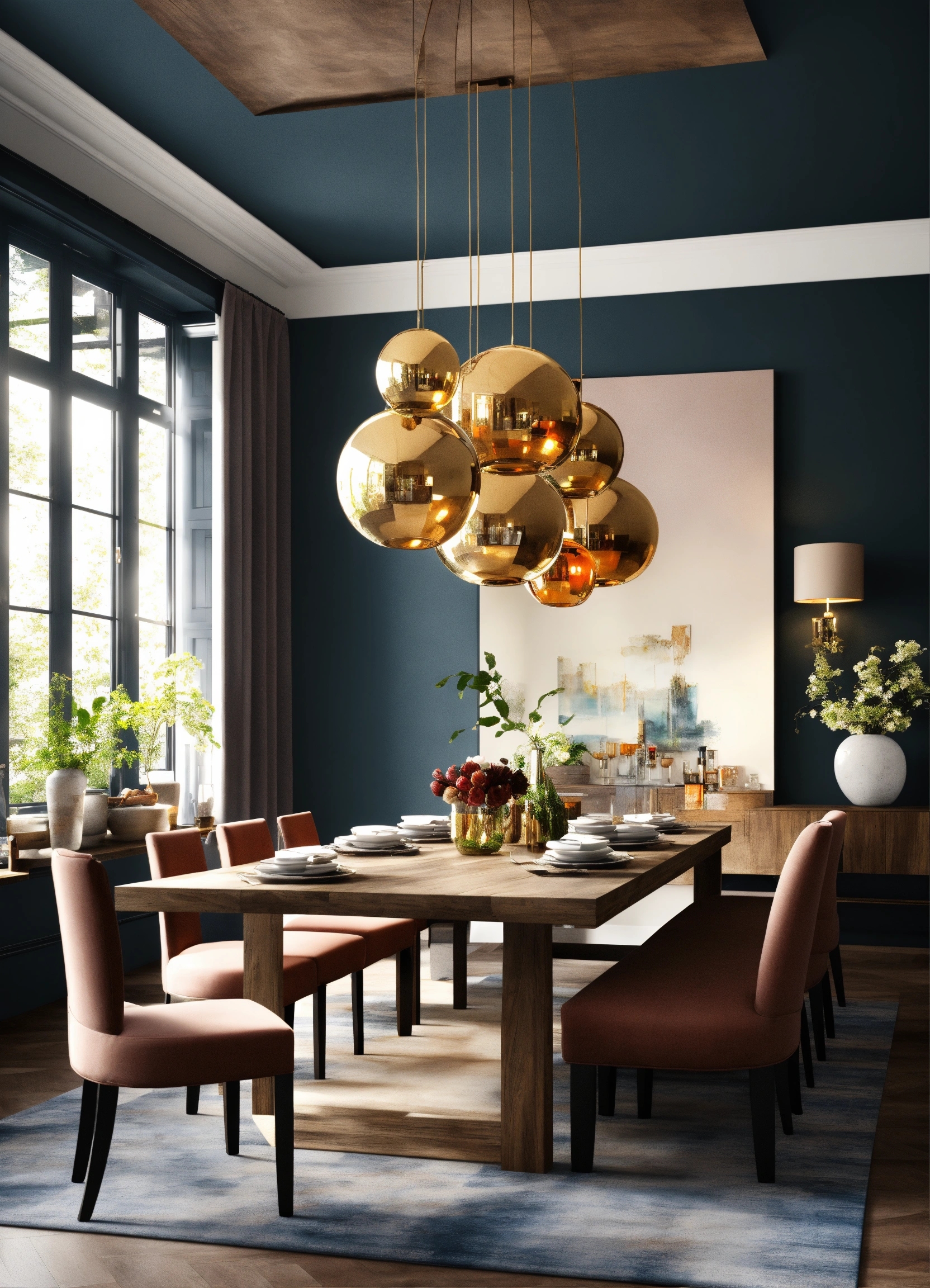 Lexica - Big design tAble dining room without seing roof 3d art