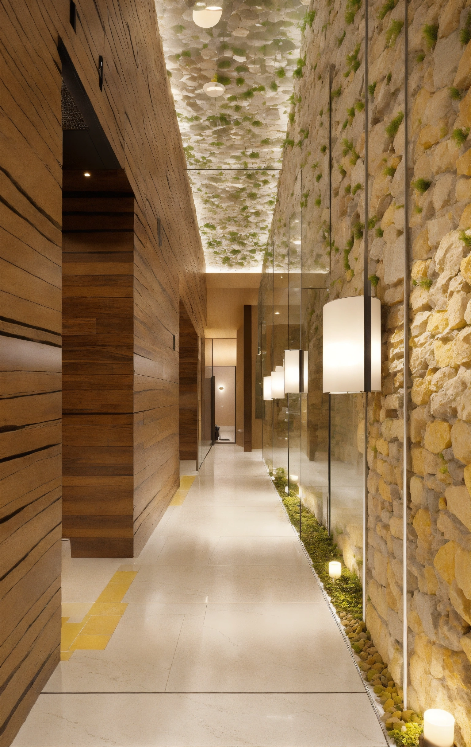 Lexica - Airport corridor, one side of the corridor full height glass ...