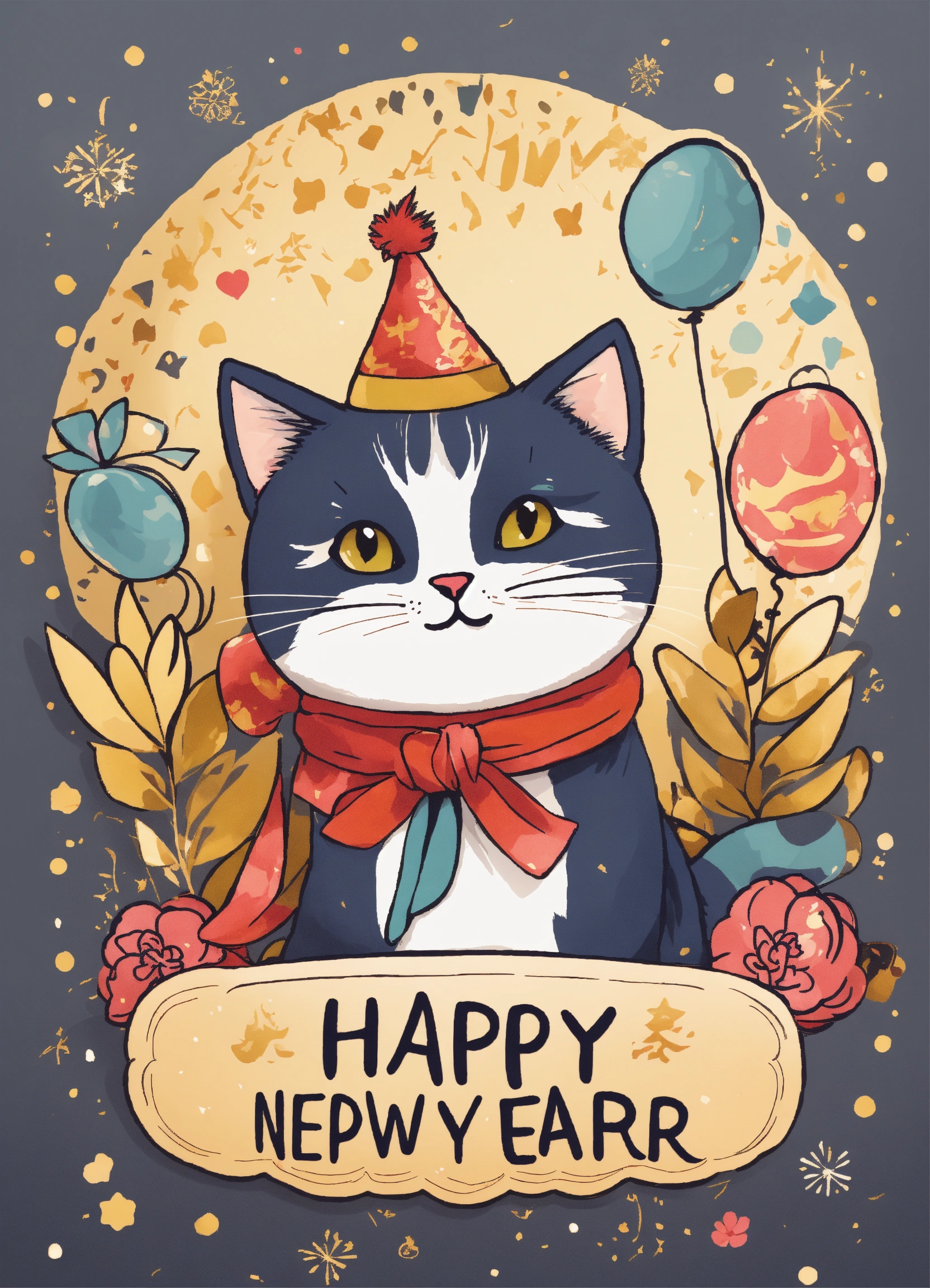 Lexica - Reate a collection of adorable New Year stickers featuring our ...