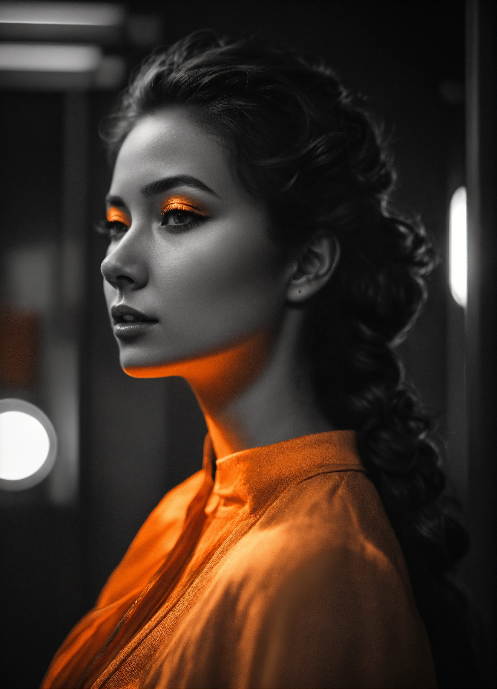 Lexica - Black and white image of a woman character with a little bit ...