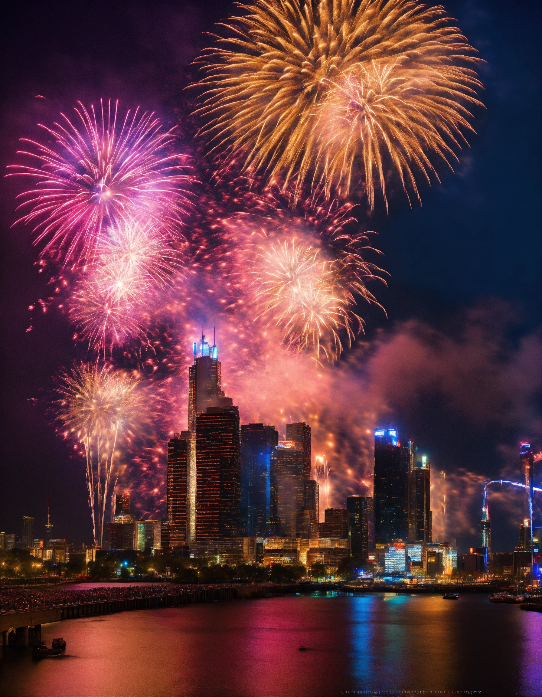 Lexica - New Year city fireworks-themed beautiful photography
