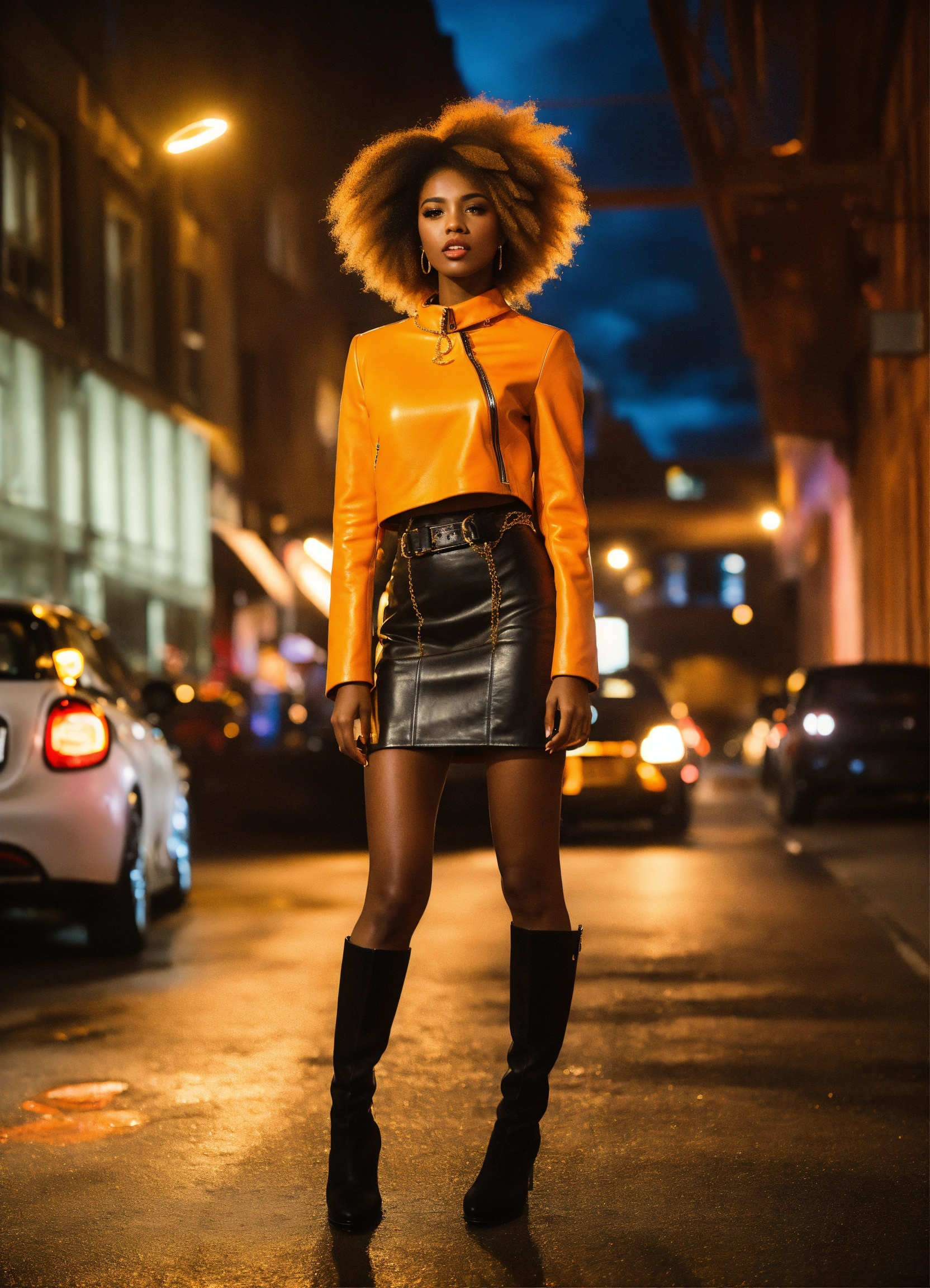 Lexica - In the midst of the night, under dim parking lot lights ...