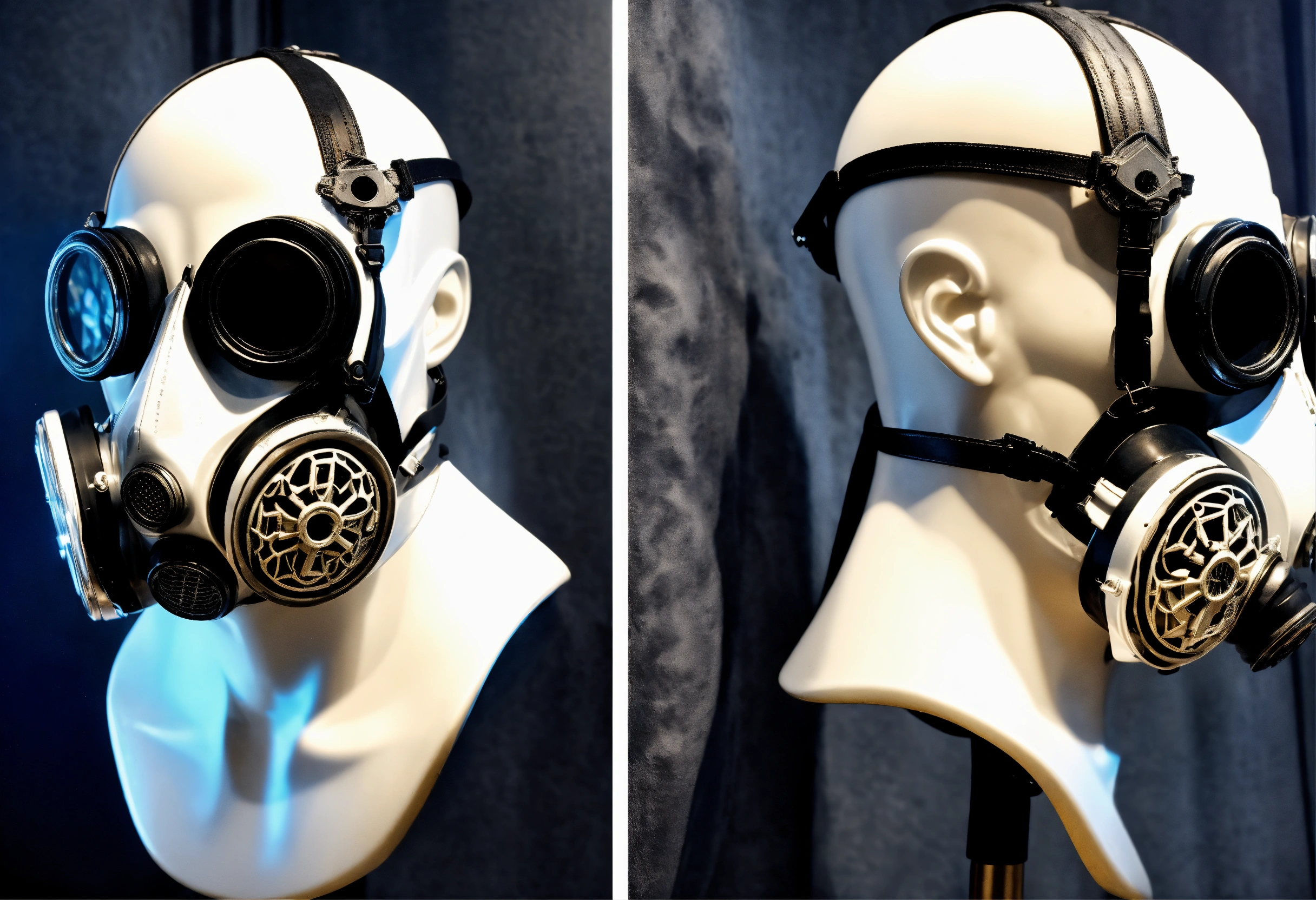 Lexica - Cyberpunk gas mask, white and black, intricate . On le voit en ...
