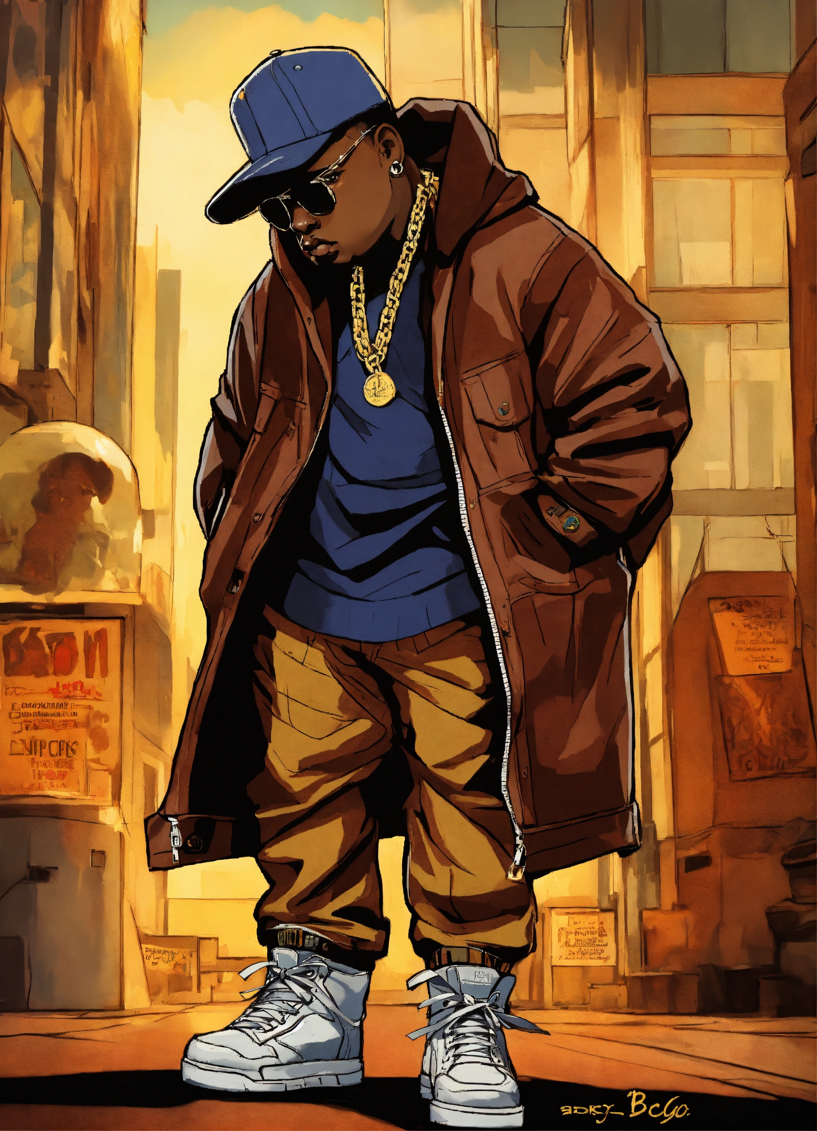 Lexica - Hip hop art style Notorious B.I.G boondocks full body