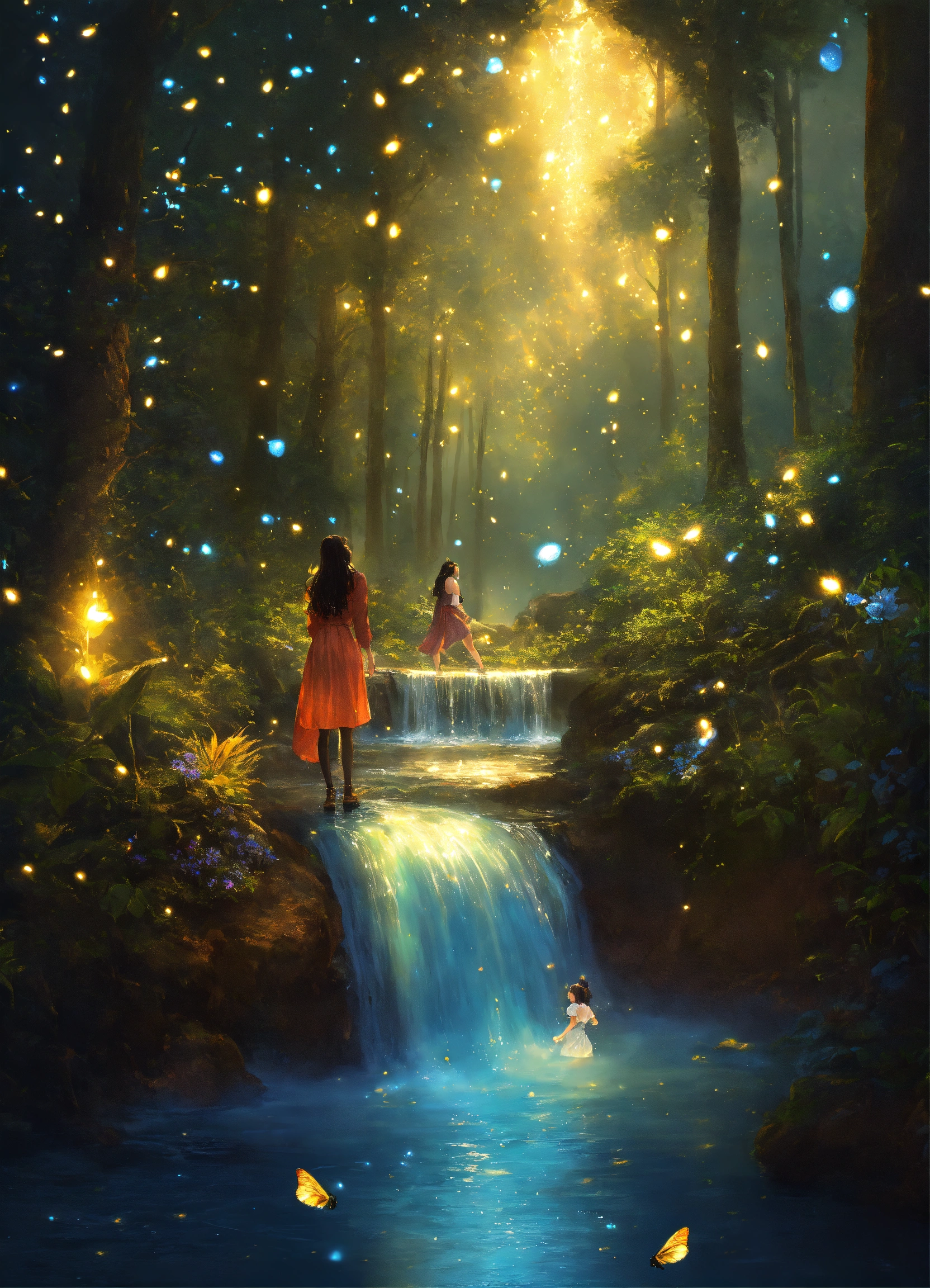 Lexica - Photo of Nayade splashing in an enchanted sparkling rainforest ...