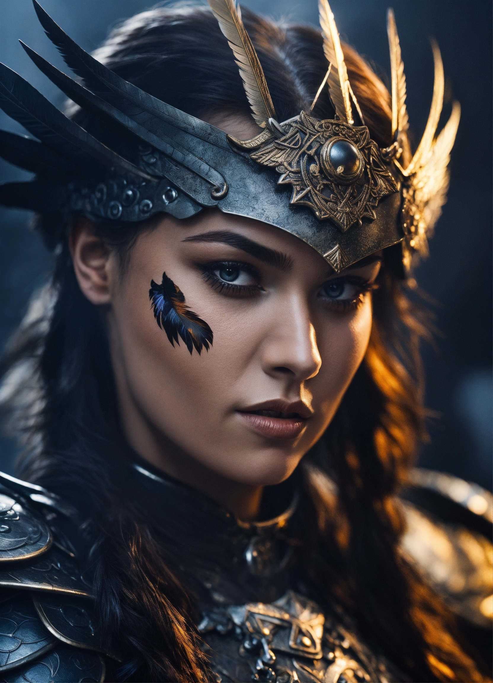 Lexica - Valkyrie, raven , black bird background, dramatic, lightning ...