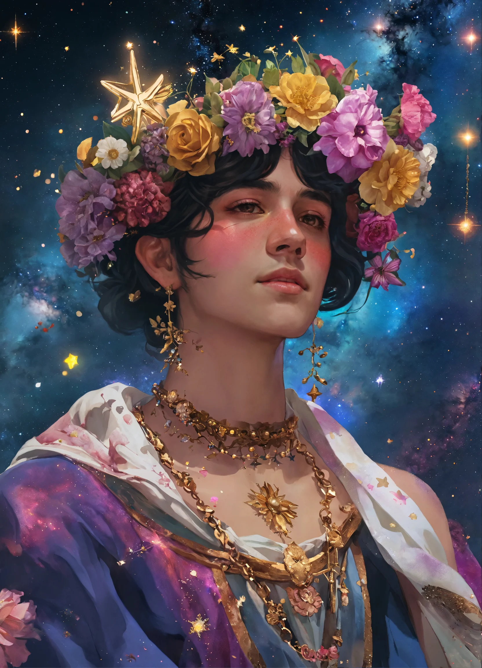 Lexica - The star sign of libra personified as a person, flower crown ...