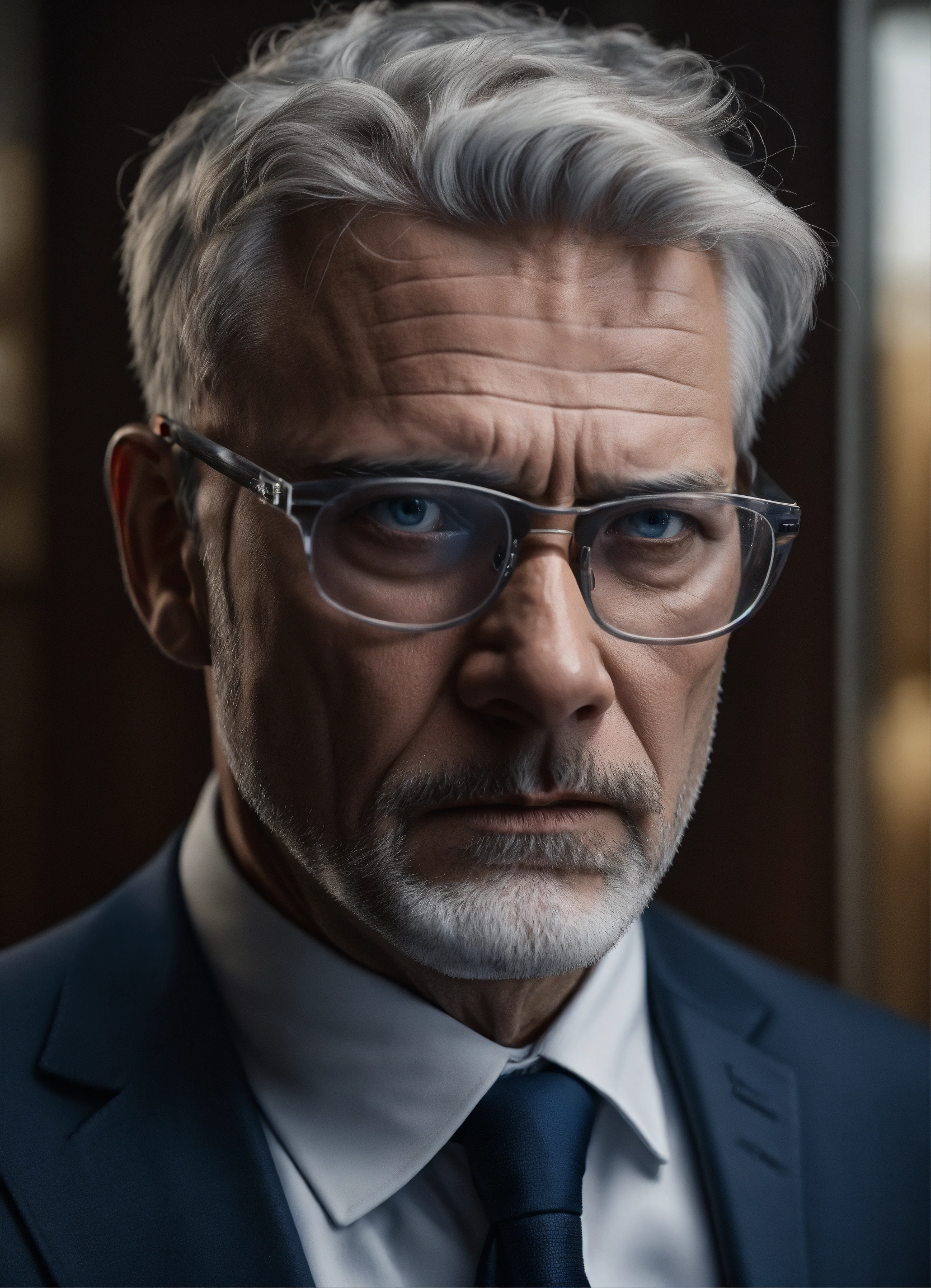 Lexica - A portrait of 50 years old man with dark blue eyes, with ...