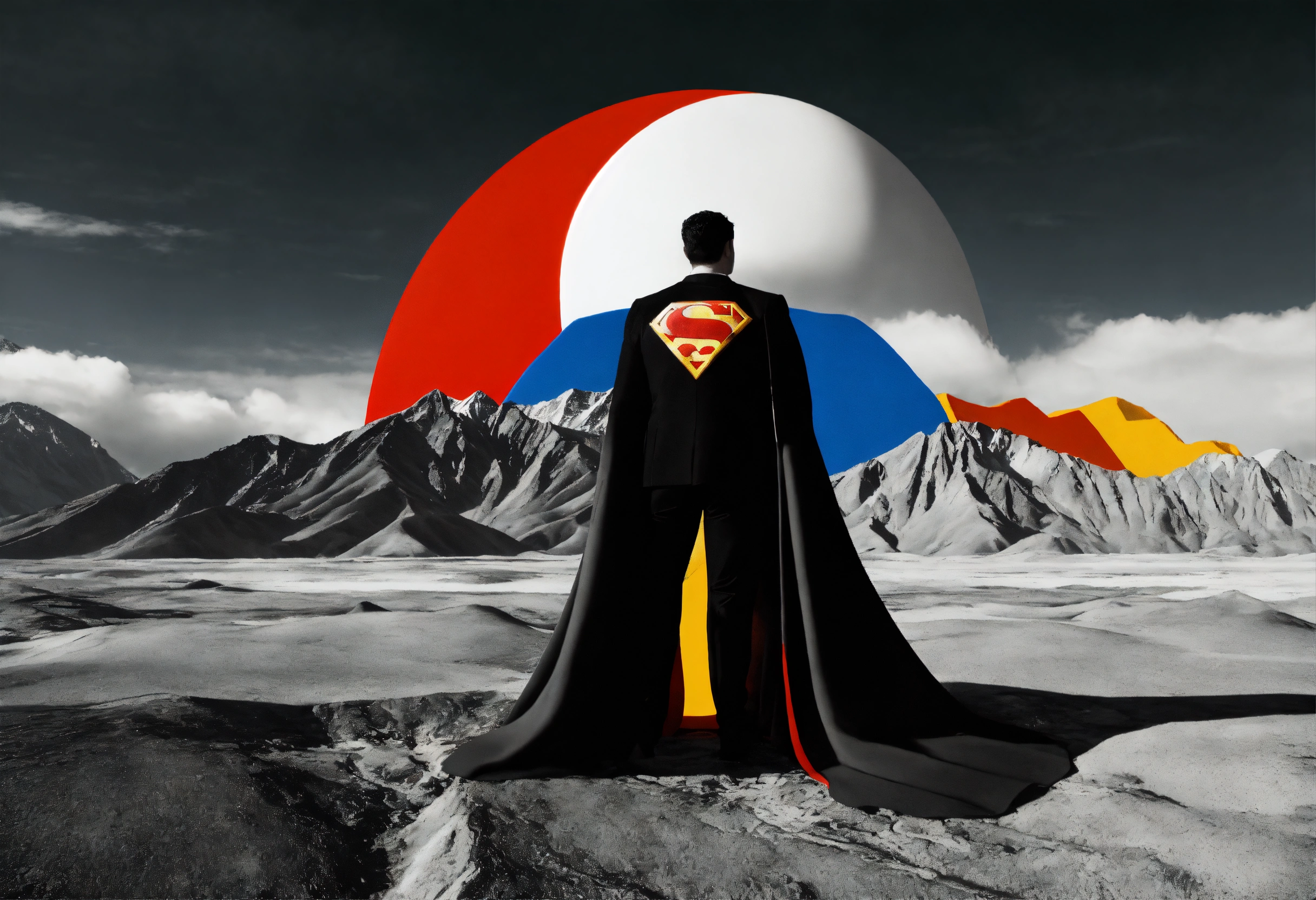 Lexica - Balck and white and primary colors, 3d abstract landscape ...