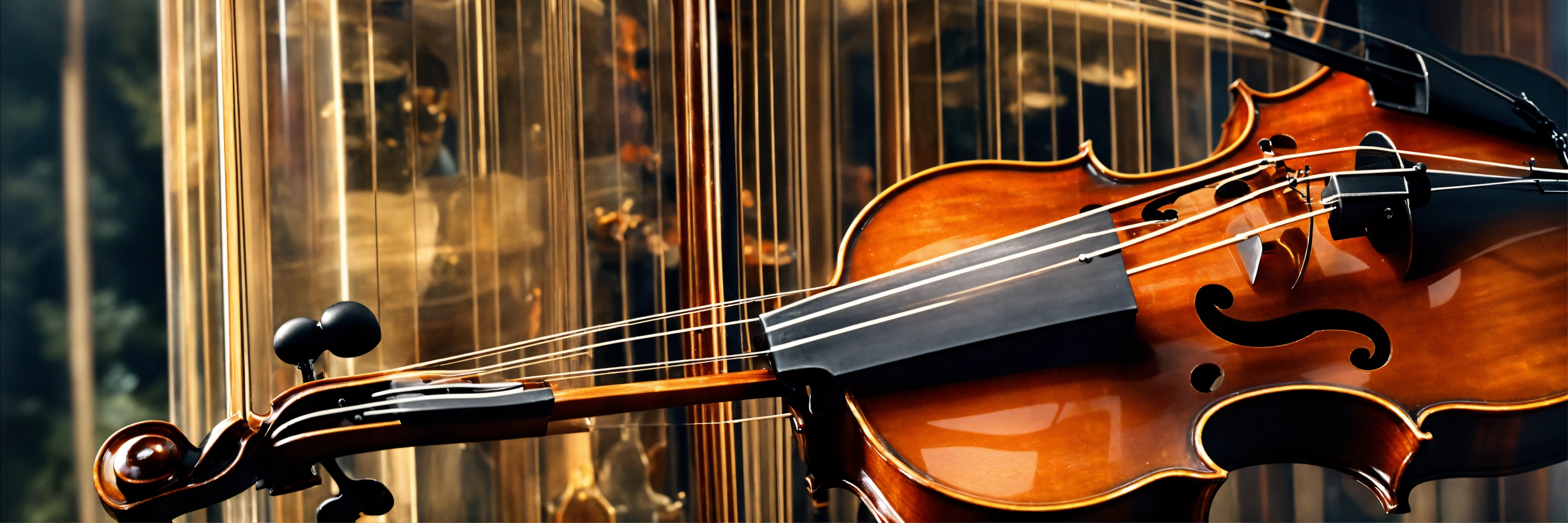 Lexica - A photorealistic closeup view of inside a transparent cello ...