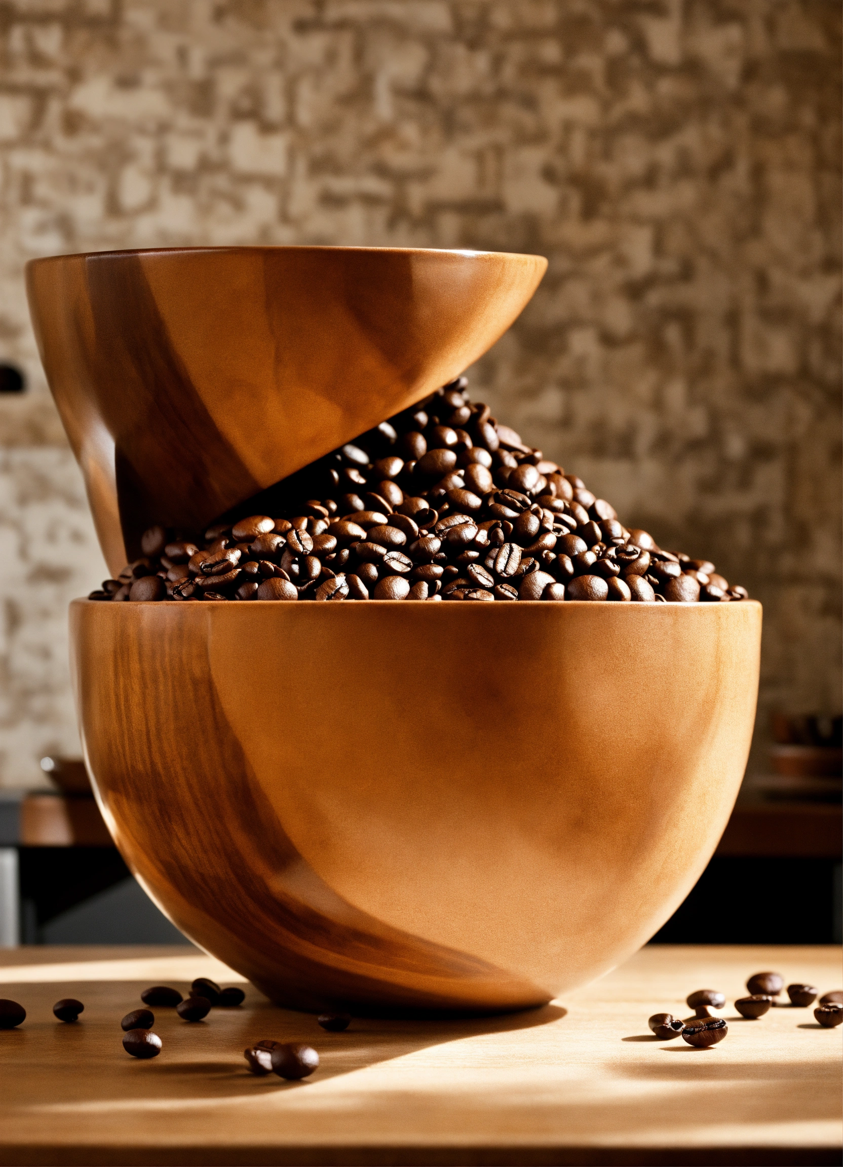 Lexica - Coffee grains running across a kitchen counter in Cubist ...