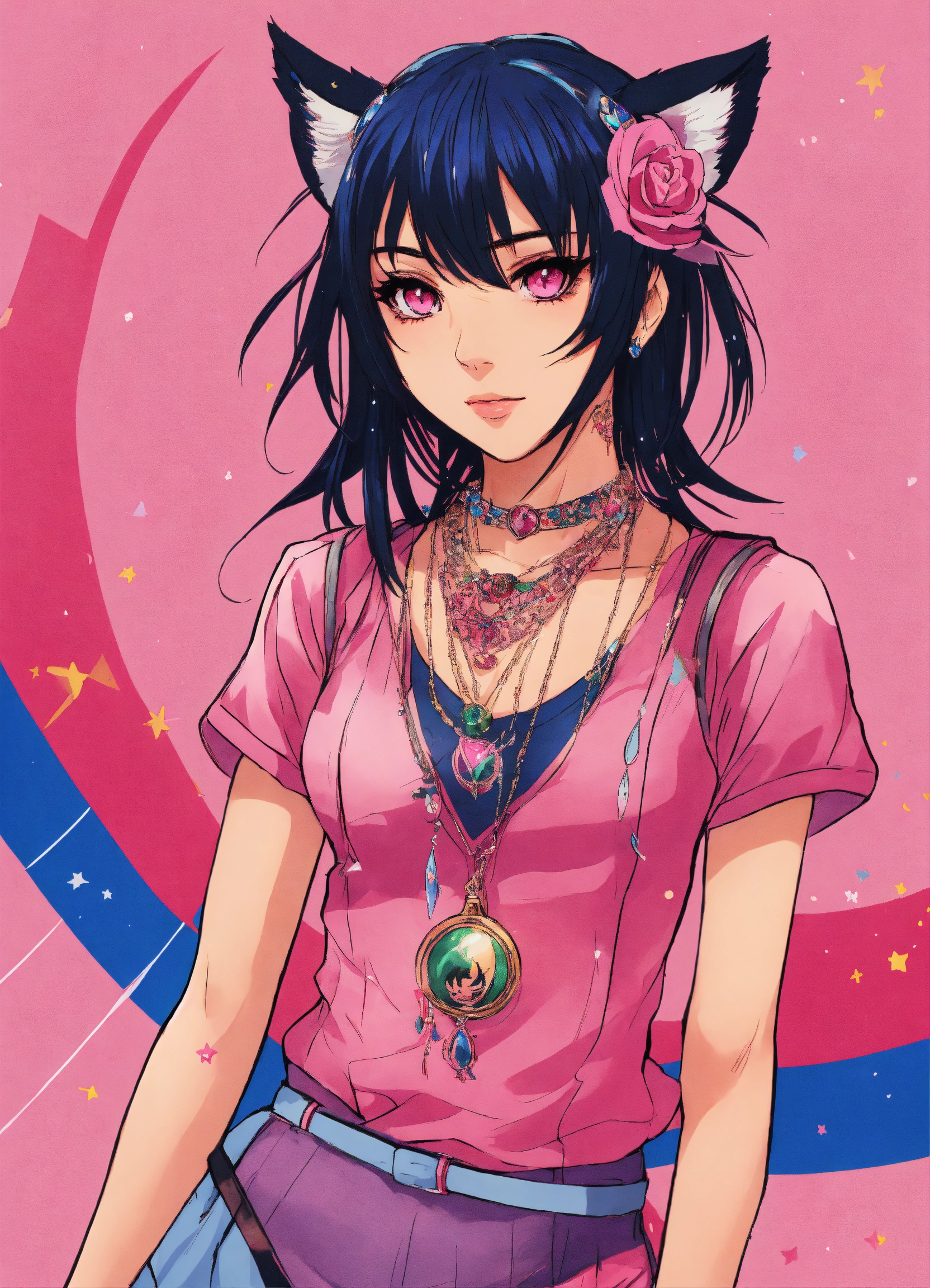Lexica - A transgender Magical girl with emo cut black hair, streak in ...