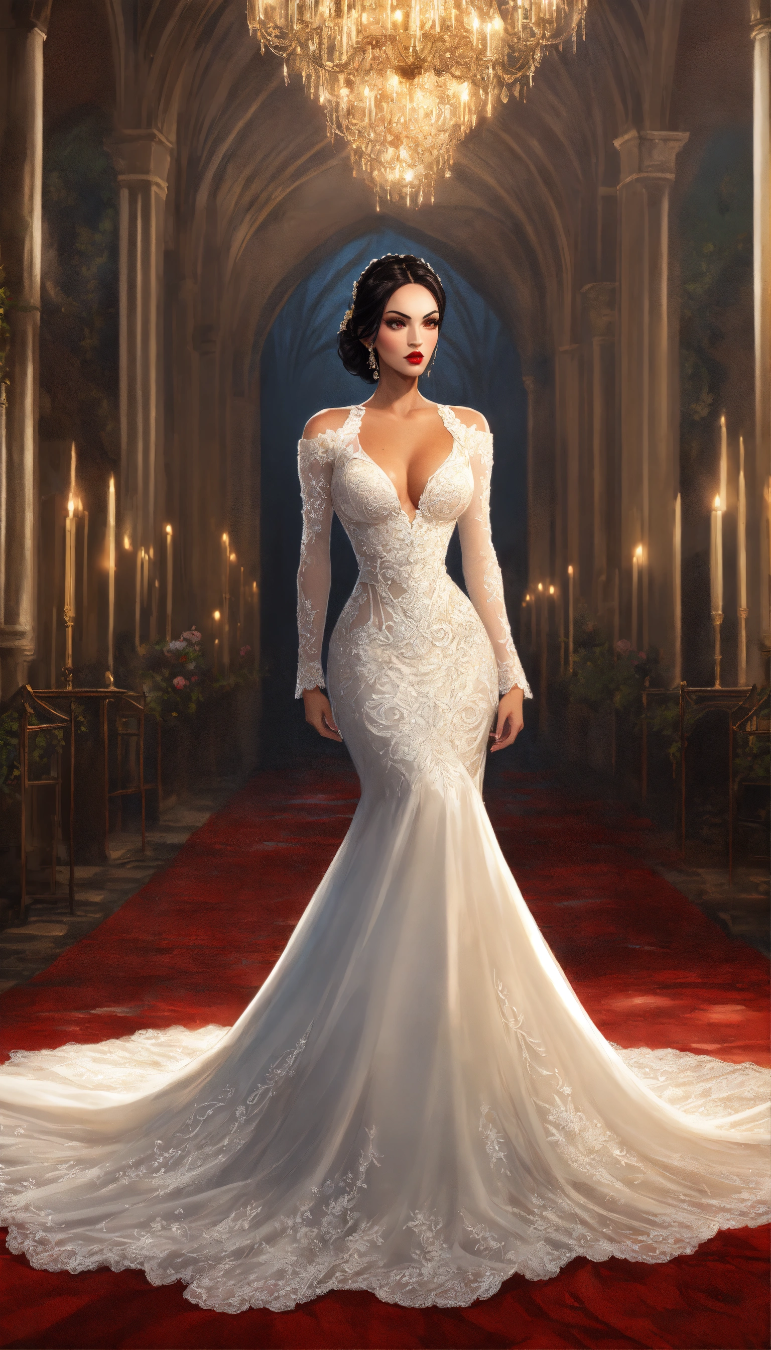 Lexica - Concept art of ravenna, megan fox, glowing red eyes, curled ...