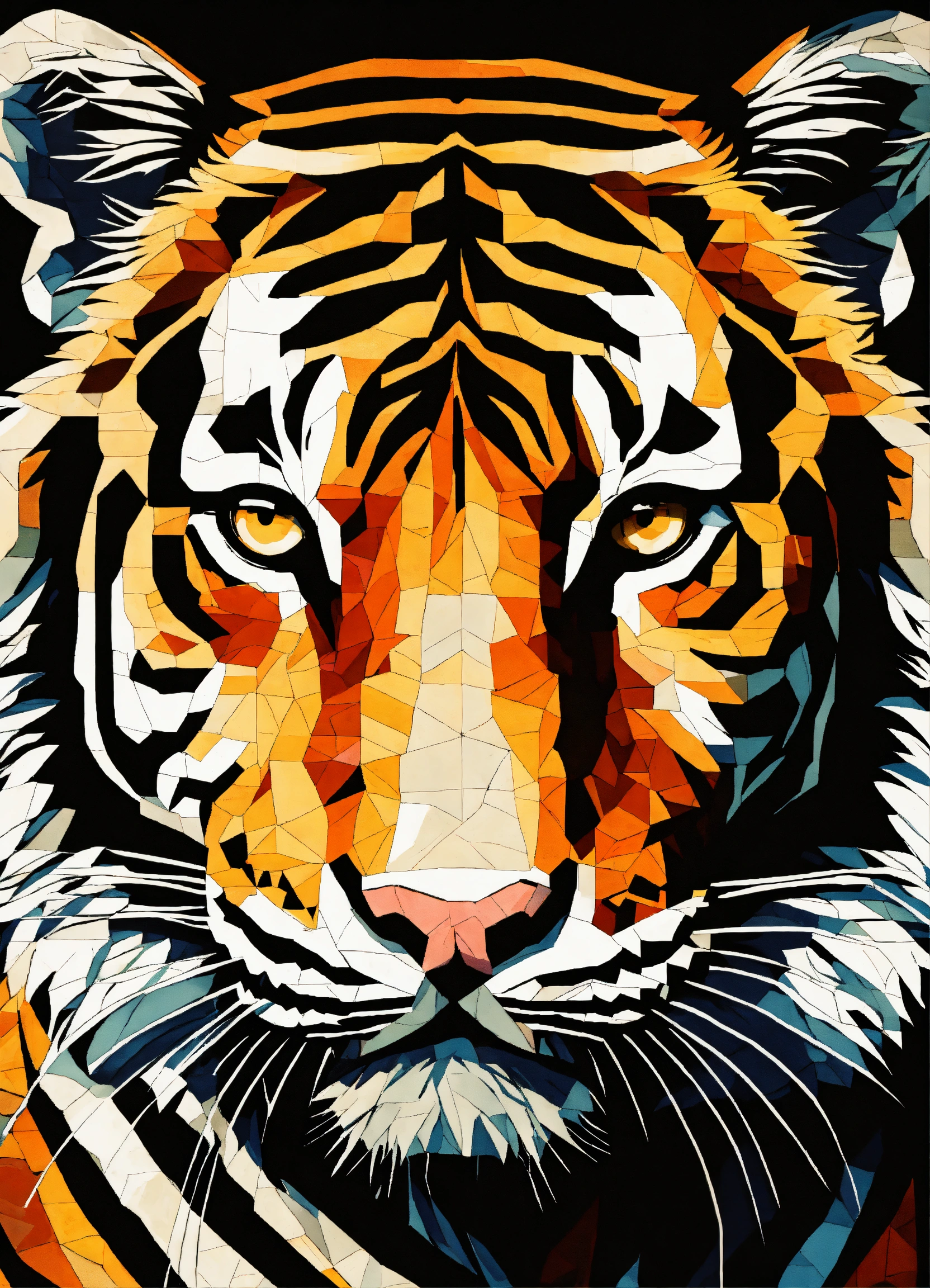 Lexica - Beautiful tiger portrait, cross-hatching inspired by bauhaus ...