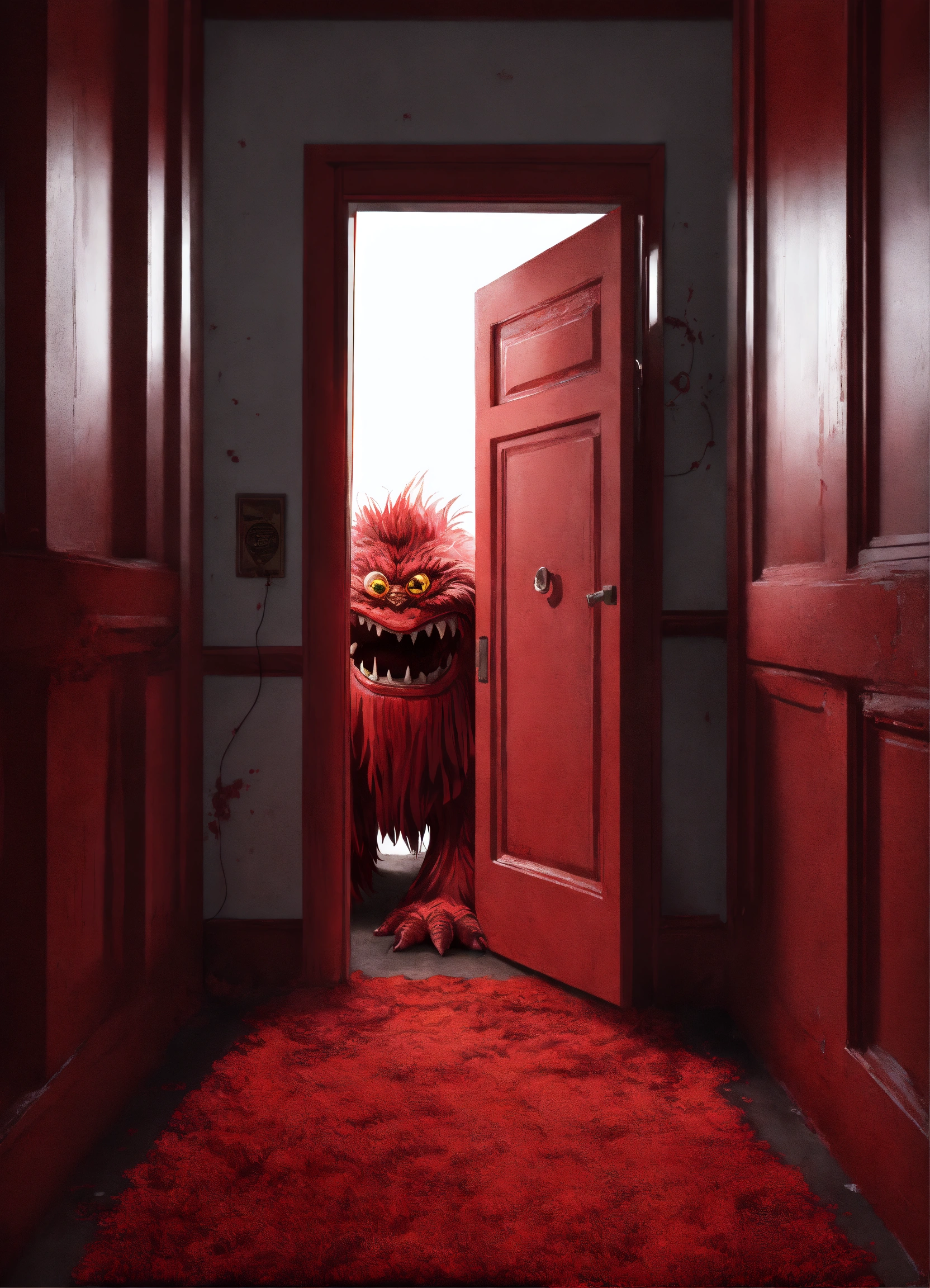 Lexica - An illustration that shows a monster coming out of a door, in ...