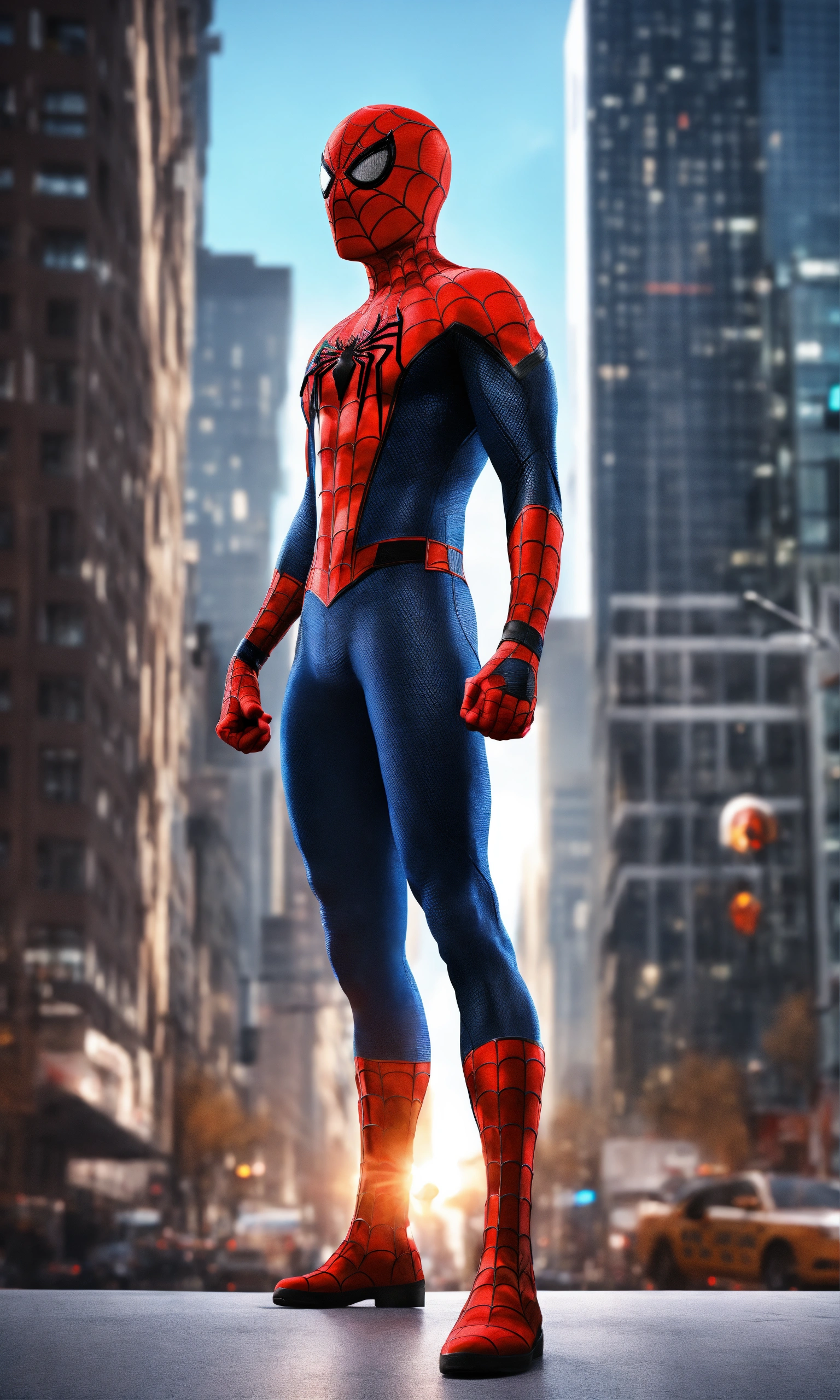 Lexica - Spiderman as a police officer, 2D render, full-body view ...