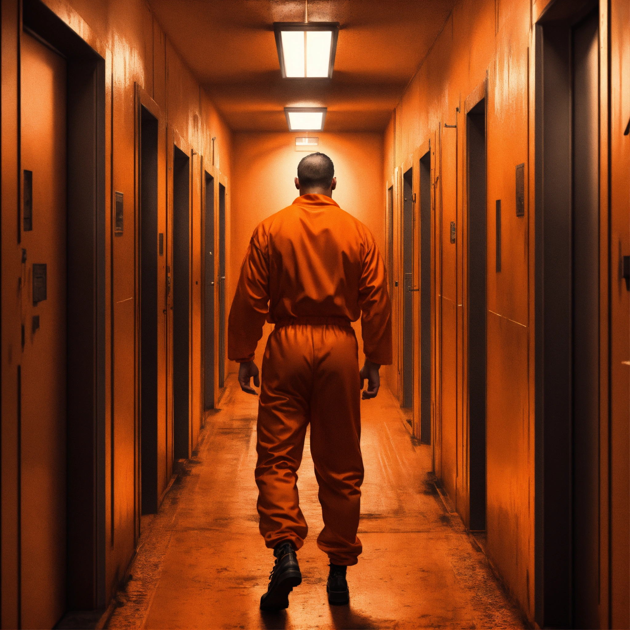 Lexica - Portrait painting of a man entering the prison hallways ...