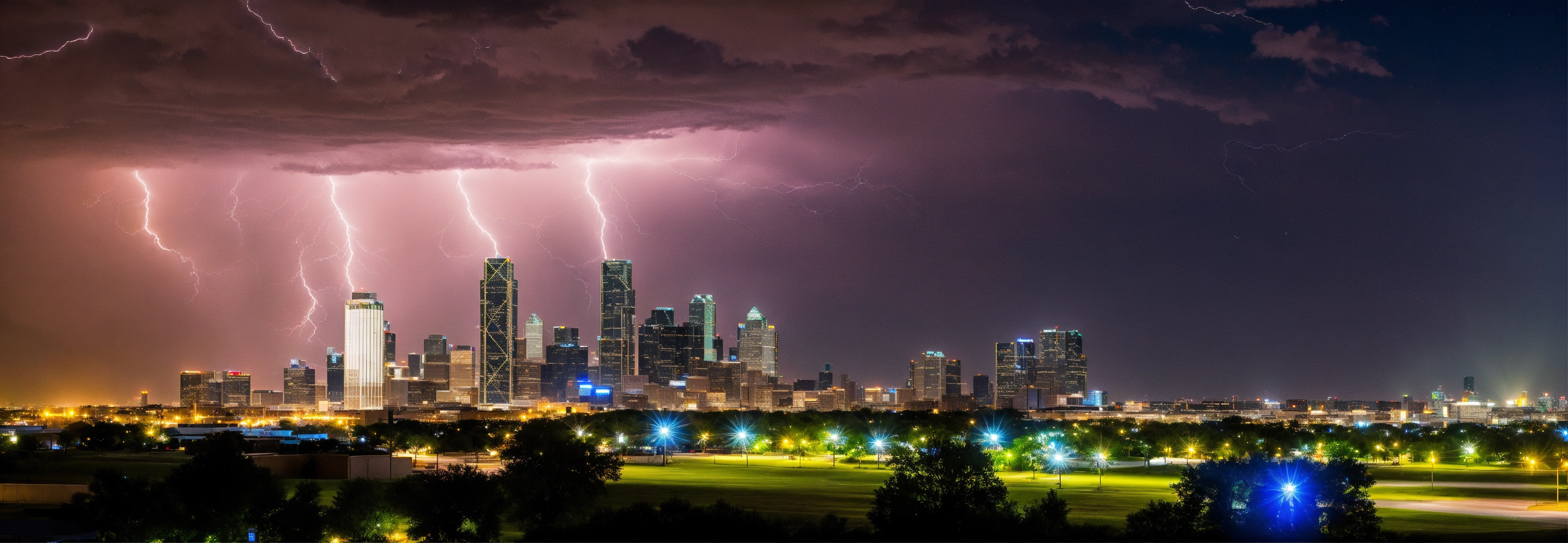 Lexica - Night photography of lighted downtown Dallas Texas Skyline ...