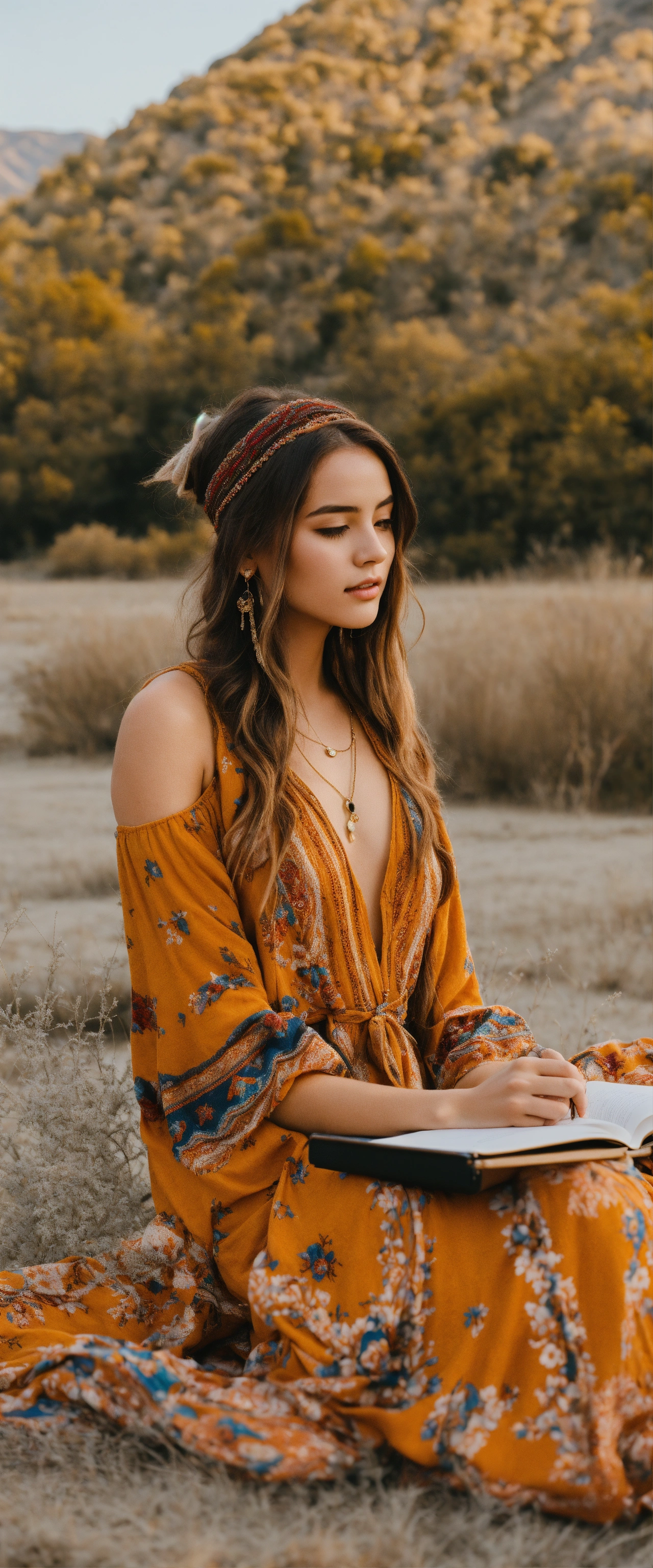 Lexica - Girl in Boho Look doing group study