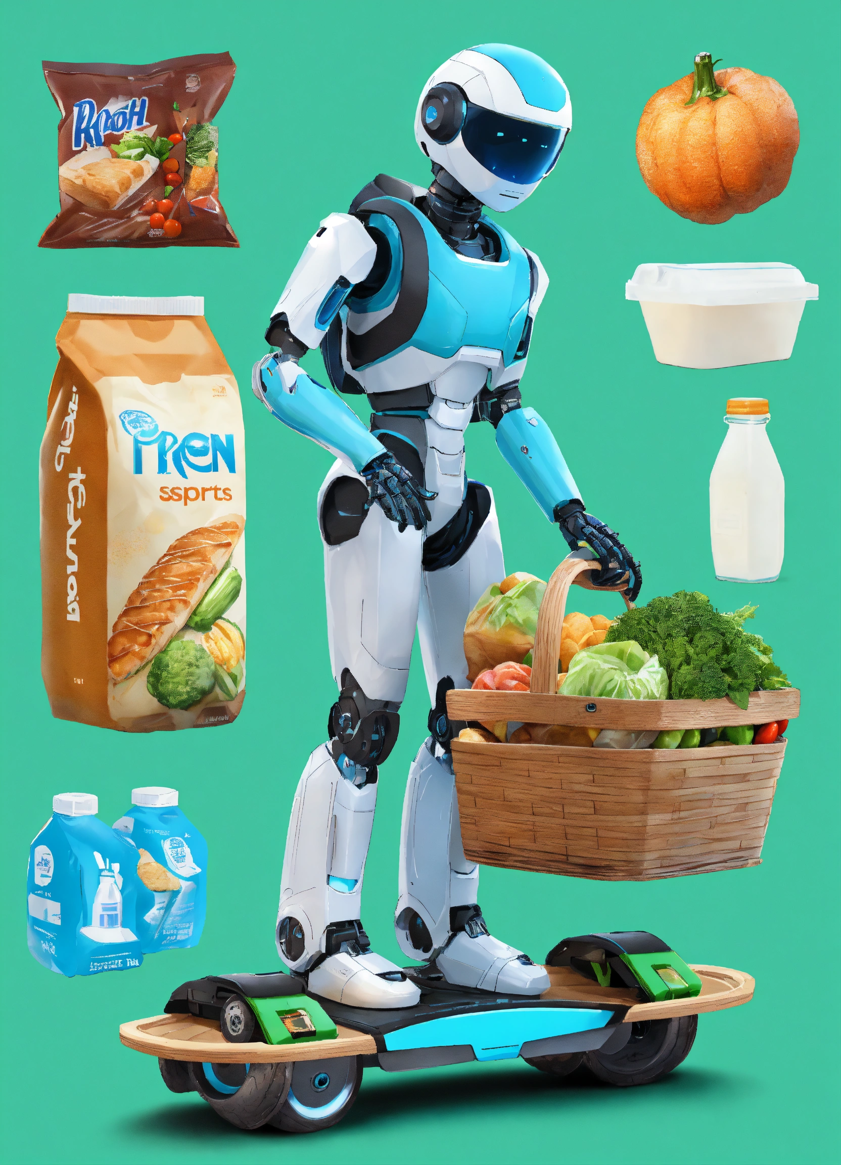 Lexica - A passionate male robot on hoverboard, realistic man face ...