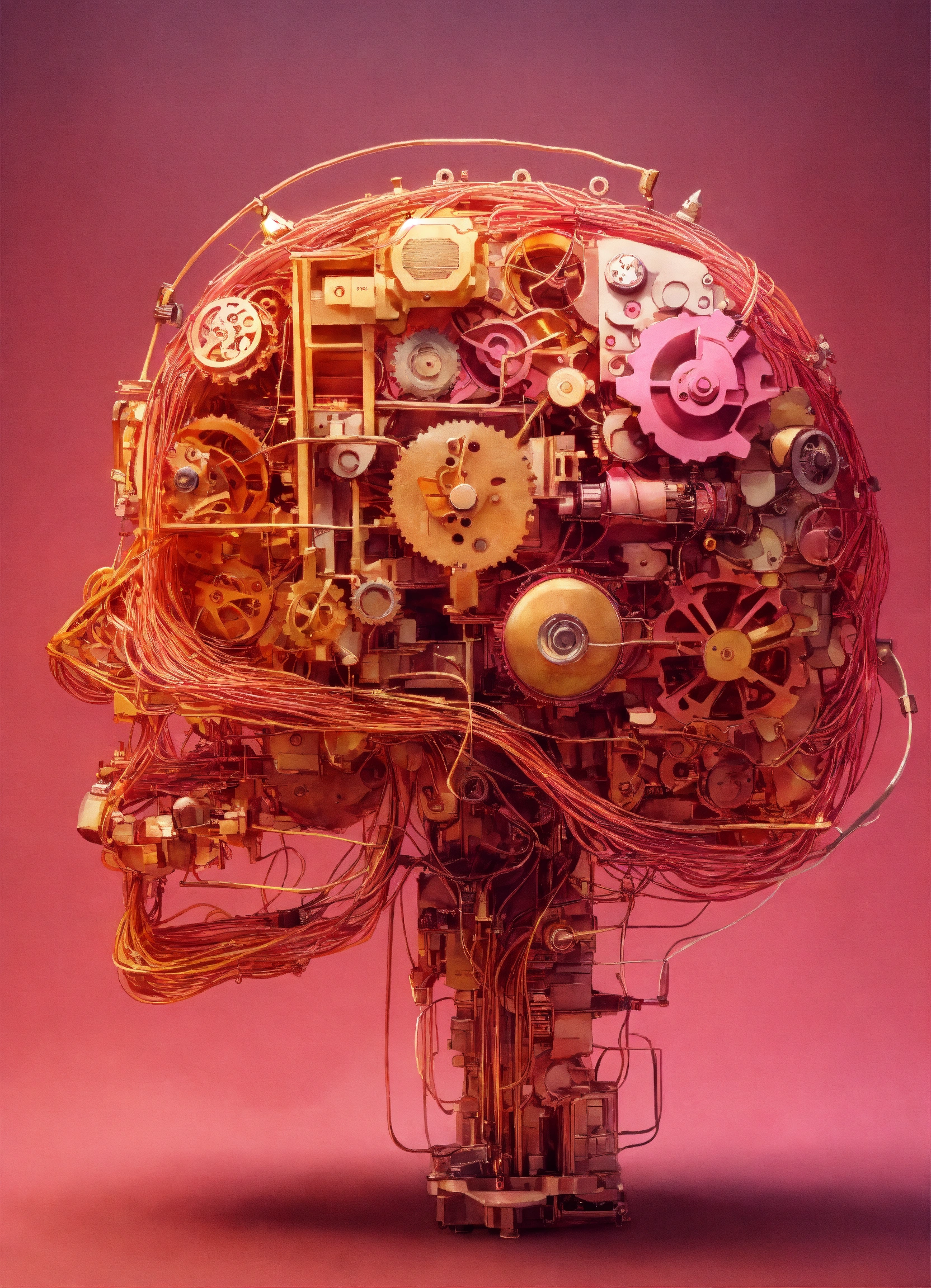 Lexica - Make a brain shaped mechanical elements with wires, cogs, like ...