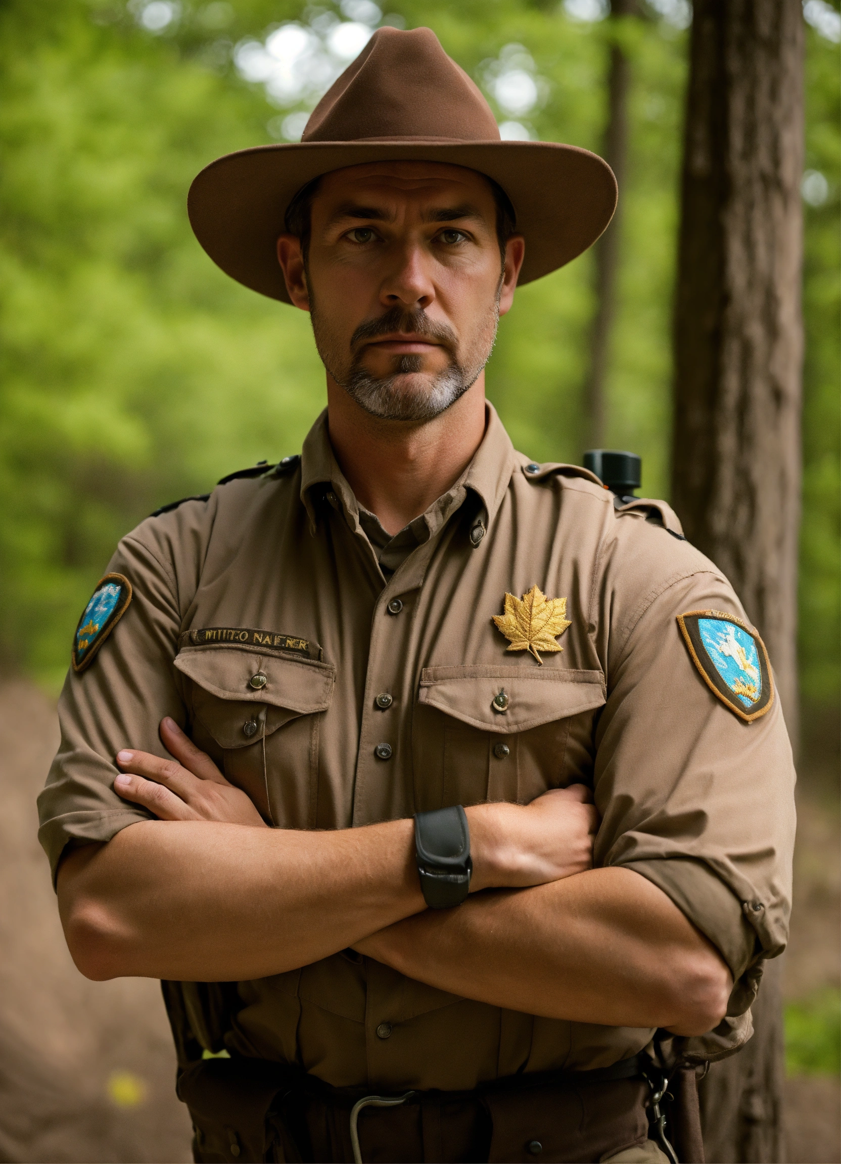Lexica - Scared Canadian park ranger man, FRONT VIEW, casual clothes ...