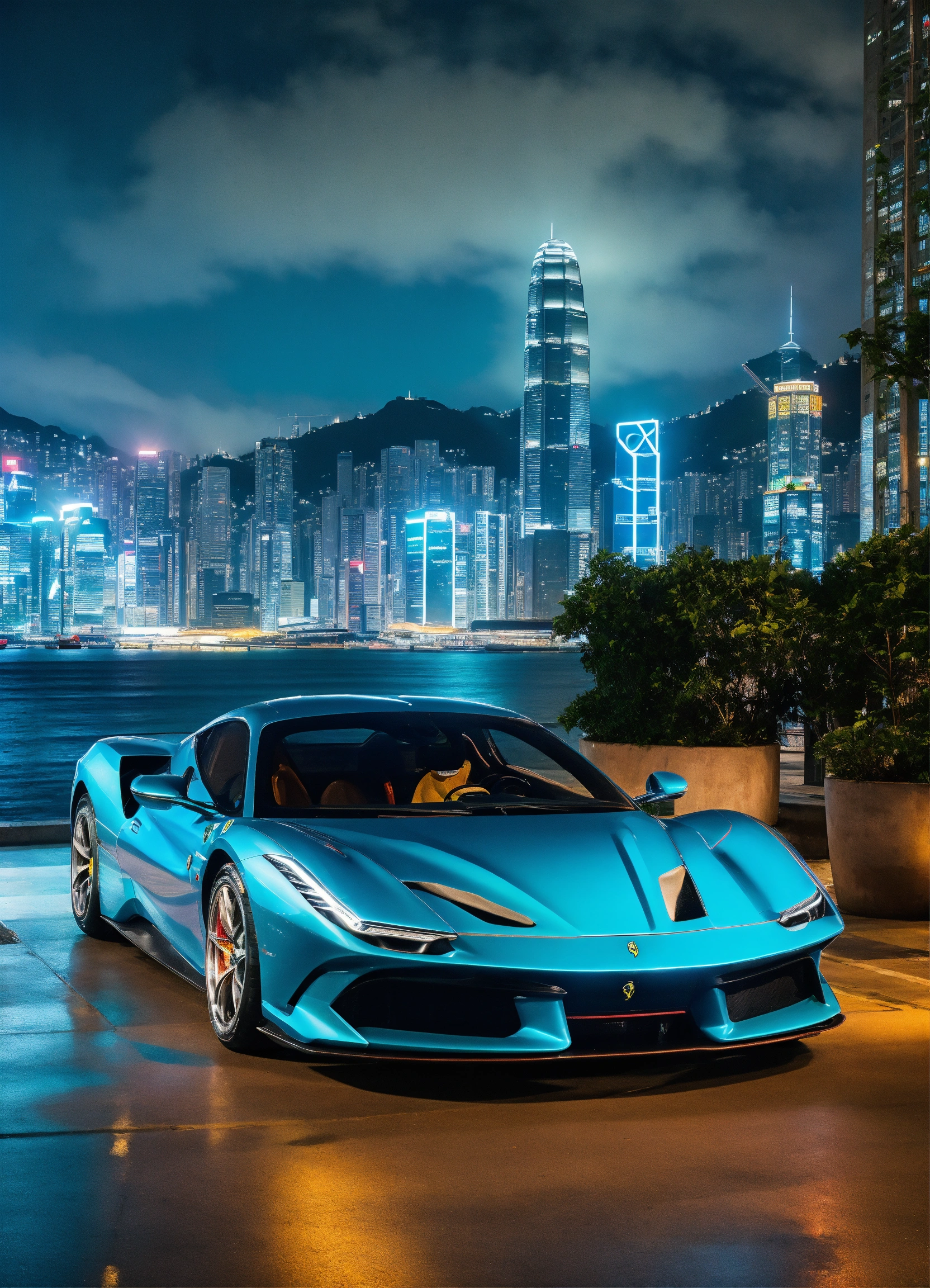 Lexica - 2023 Ferrari SF90 Stradale cyan, doors opened, metallic ...
