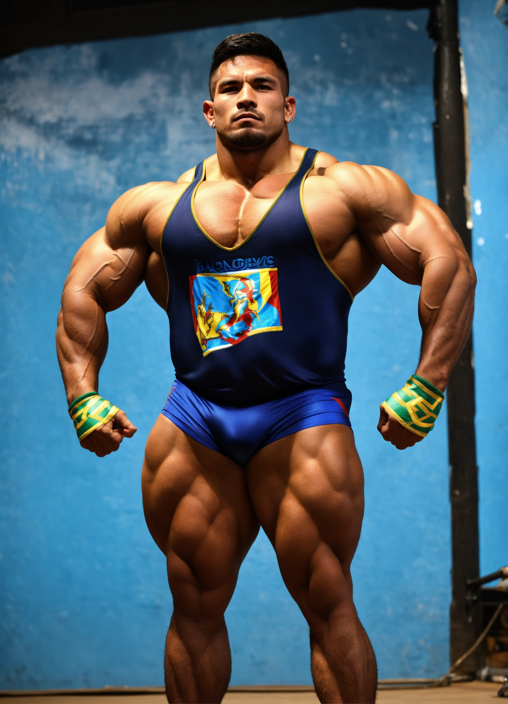 Lexica - 30-year-old wrestler with big muscles, bodybuilder, Bolivian, big