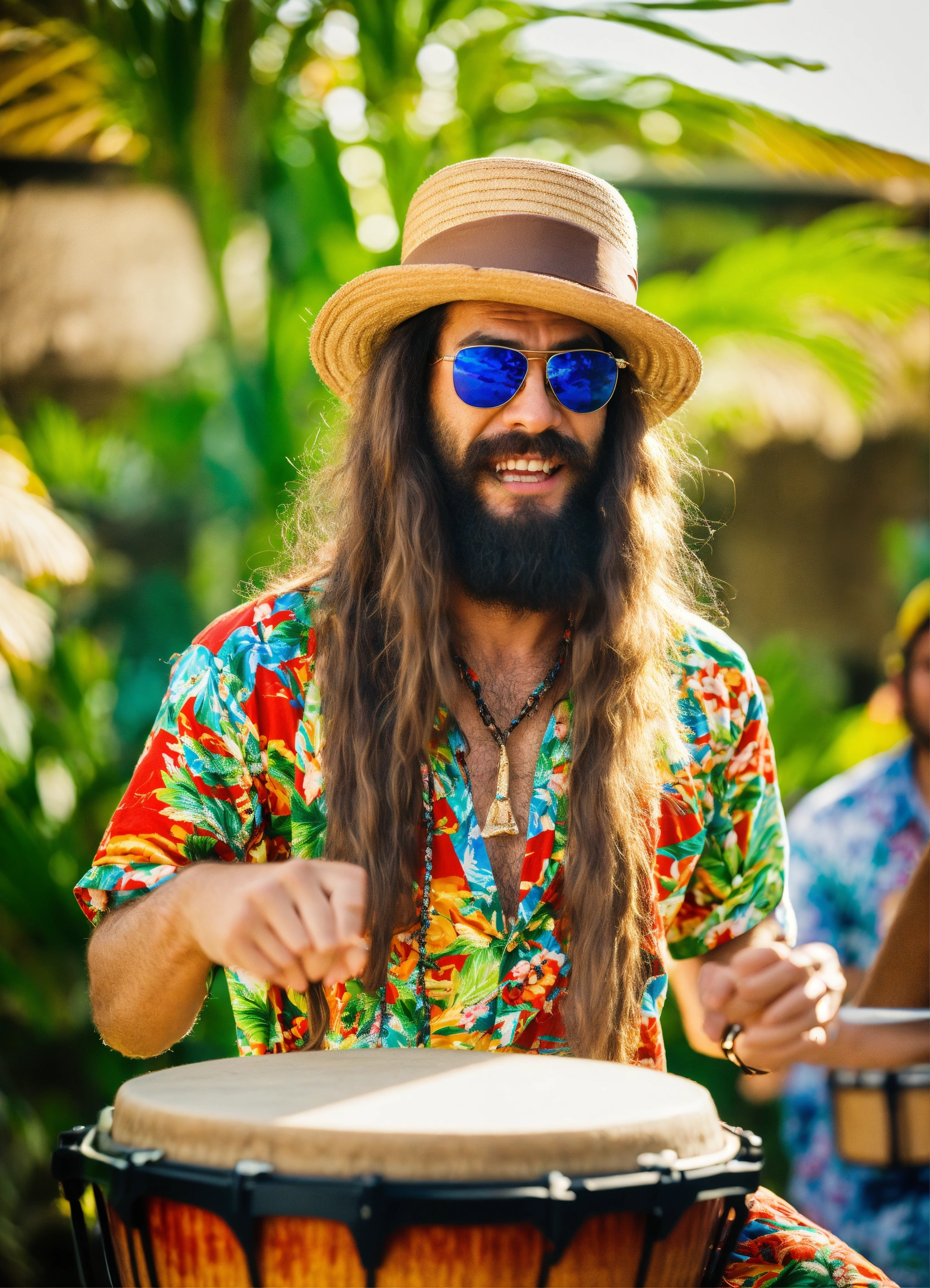 Lexica - Weird man with long hair, sunglasses, and a hat, in hawaii ...