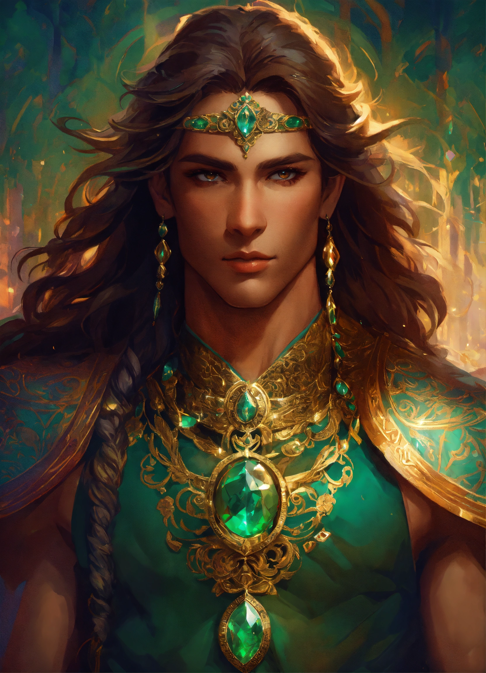 Lexica - Symmetry, portrait of gorgeous, persian elf male armored ...