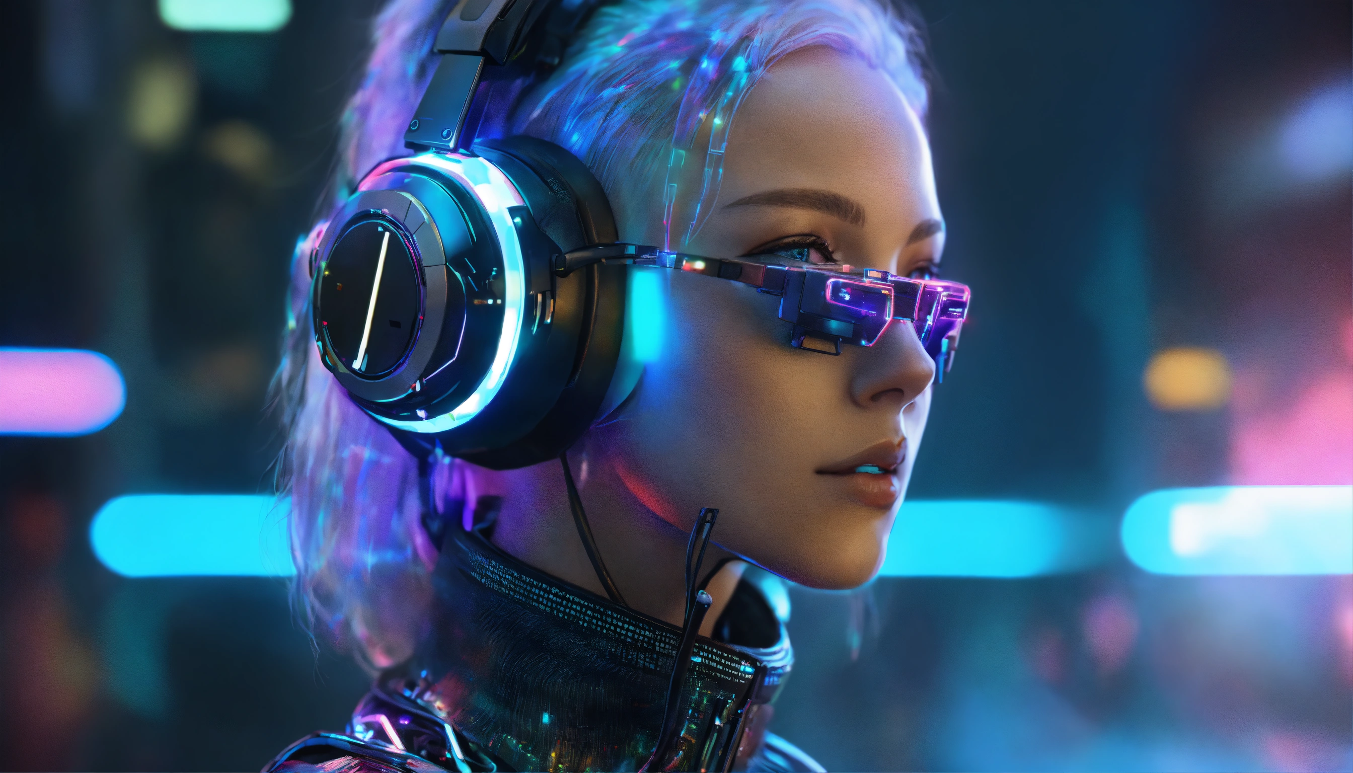 Lexica - Holographic cybernetic headset, zoom out, cyberpunk style ...