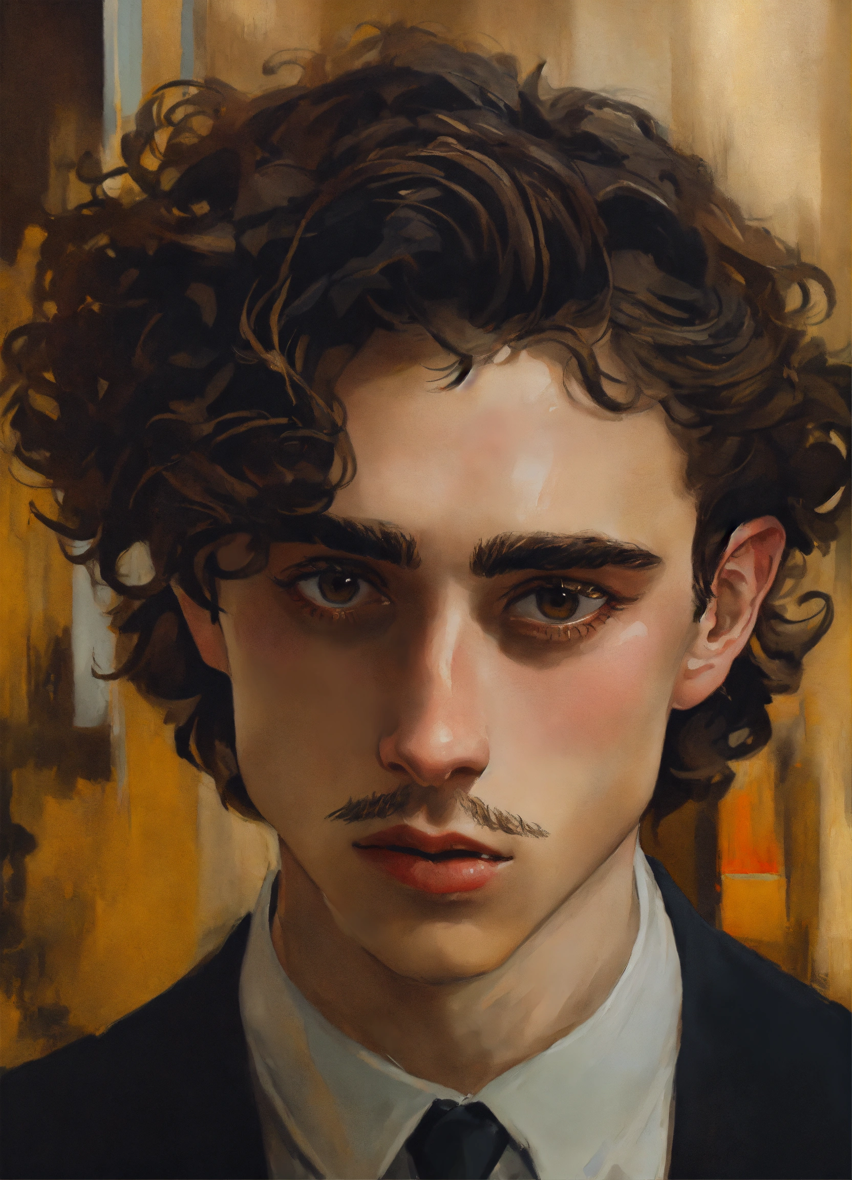 Lexica - Short young man, timothee chalamet, faded beard, curly hair ...