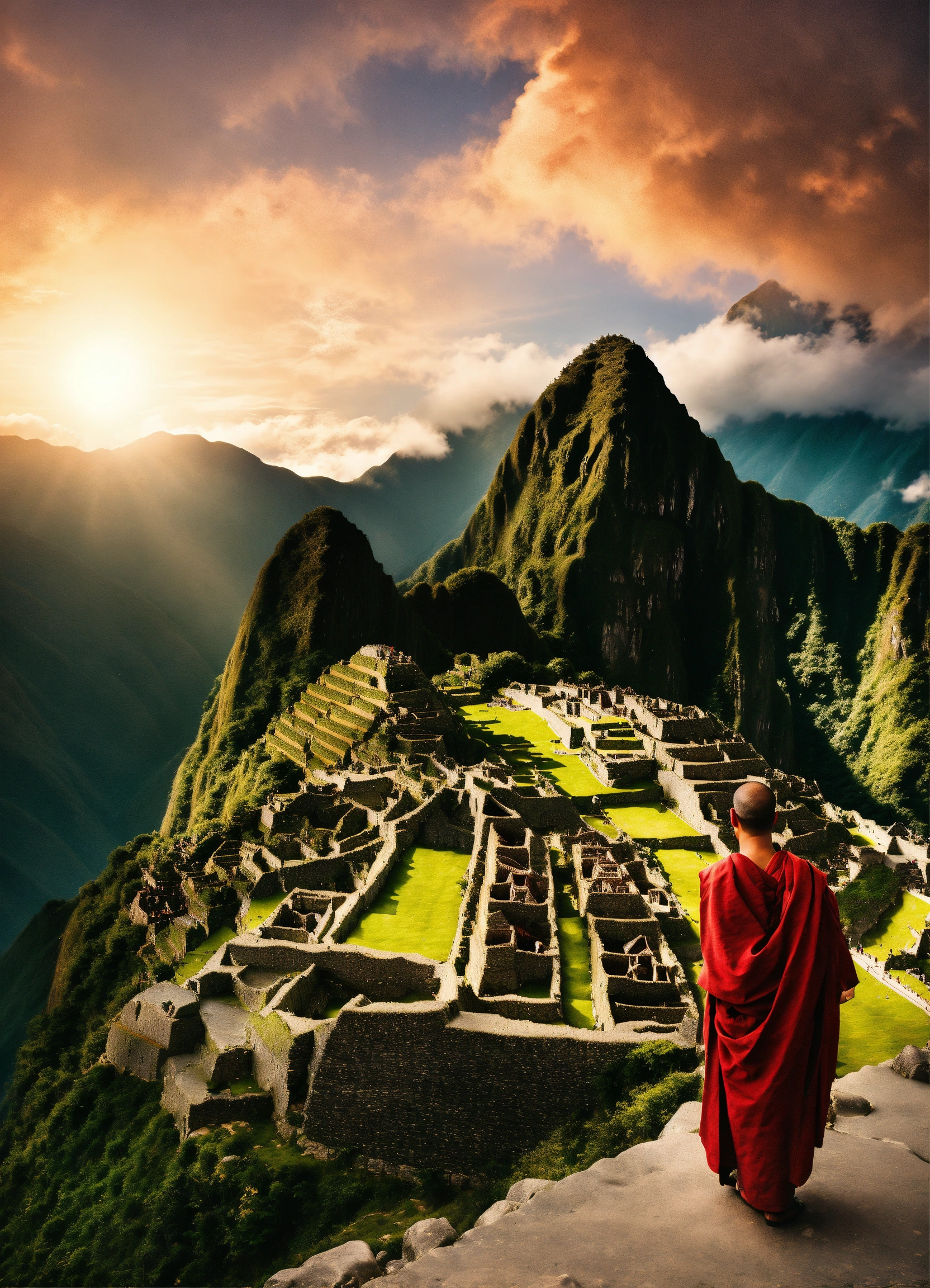 Lexica - Machu Picchu, alien spaceship above the sky, earth as a post ...